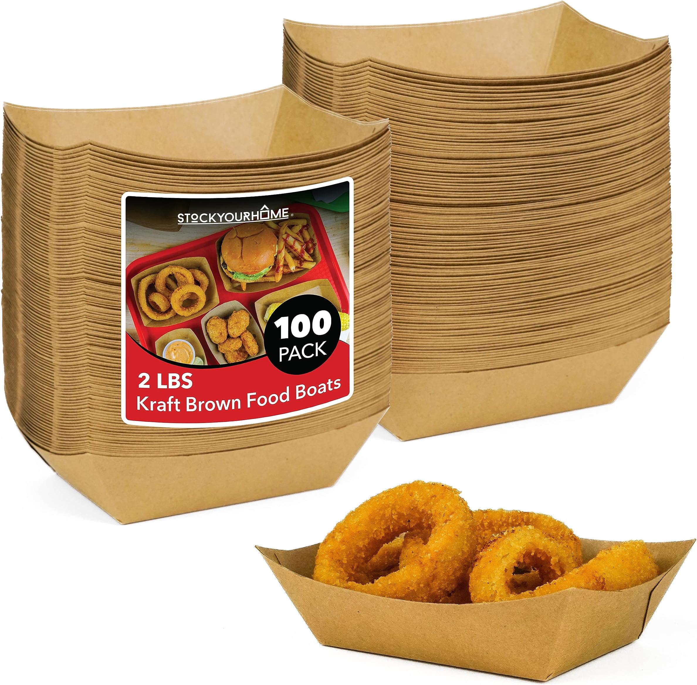 Amazon.com: PQZKLDP 50pcs 3 Lb Brown Paper Food Boat Disposable Hot Dog ...