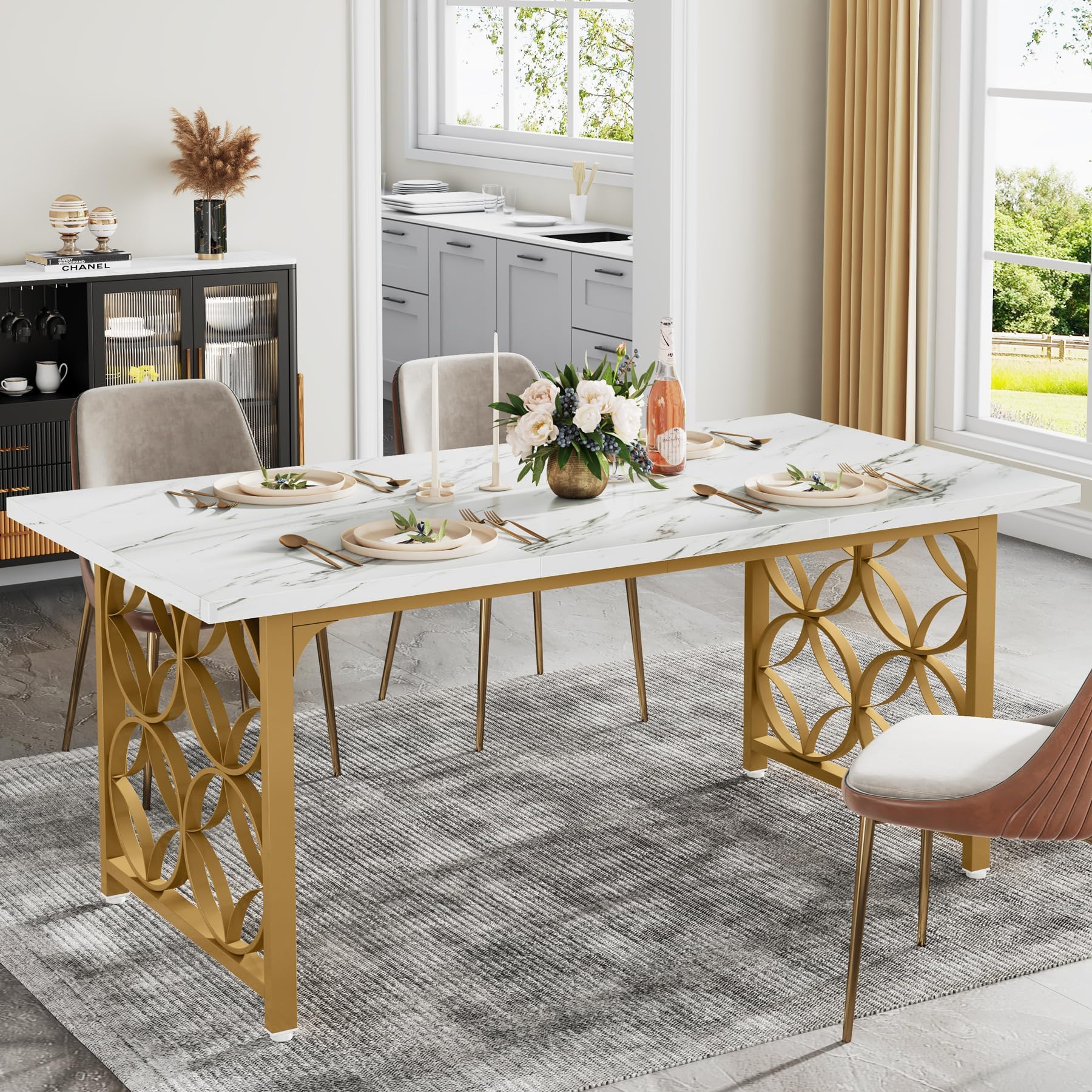 Amazon.com - ONBRILL 71 Inch Rectangular Dining Table for 6-8 People ...