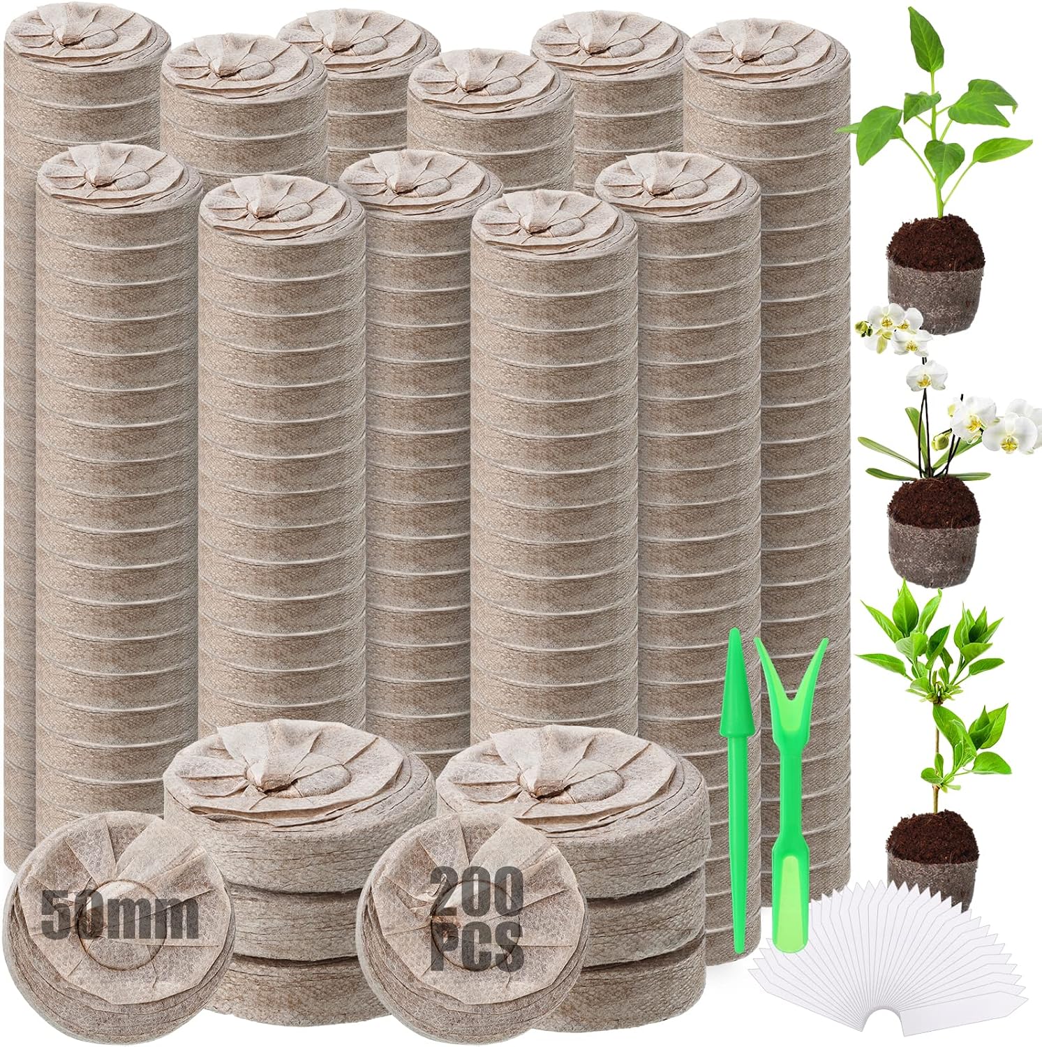 Amazon.com: Wesiti 200 Pcs 50mm Peat Pellets Seed Starter Soil Pods ...
