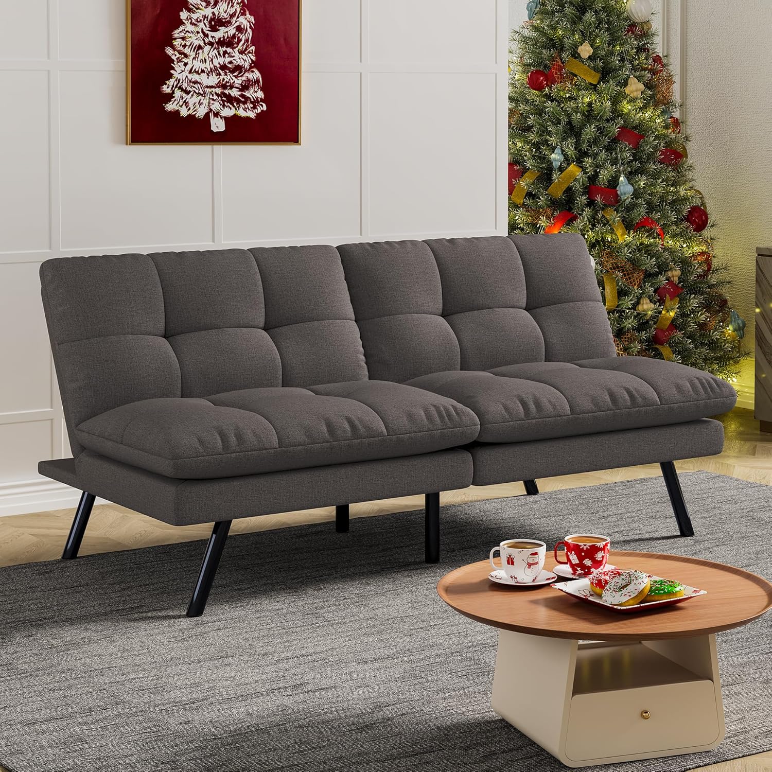 Amazon.com: AMICLIBER Futon Sofa Bed, Grey Armless Futon Sleeper Sofa ...