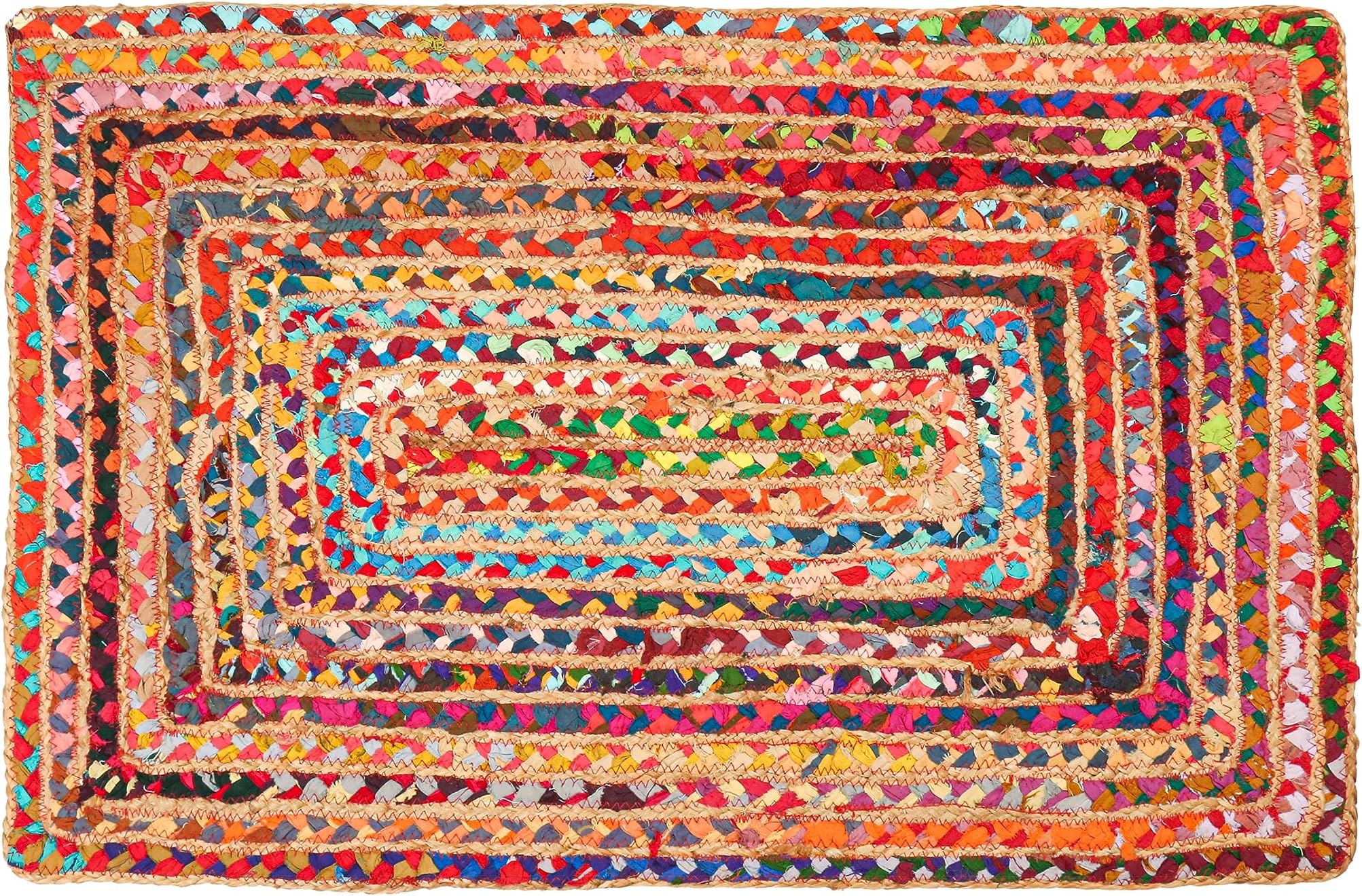 Amazon.com: RIANGI Braided Chindi Jute Rug - Colorful Area Rug, 2x3 Rug ...