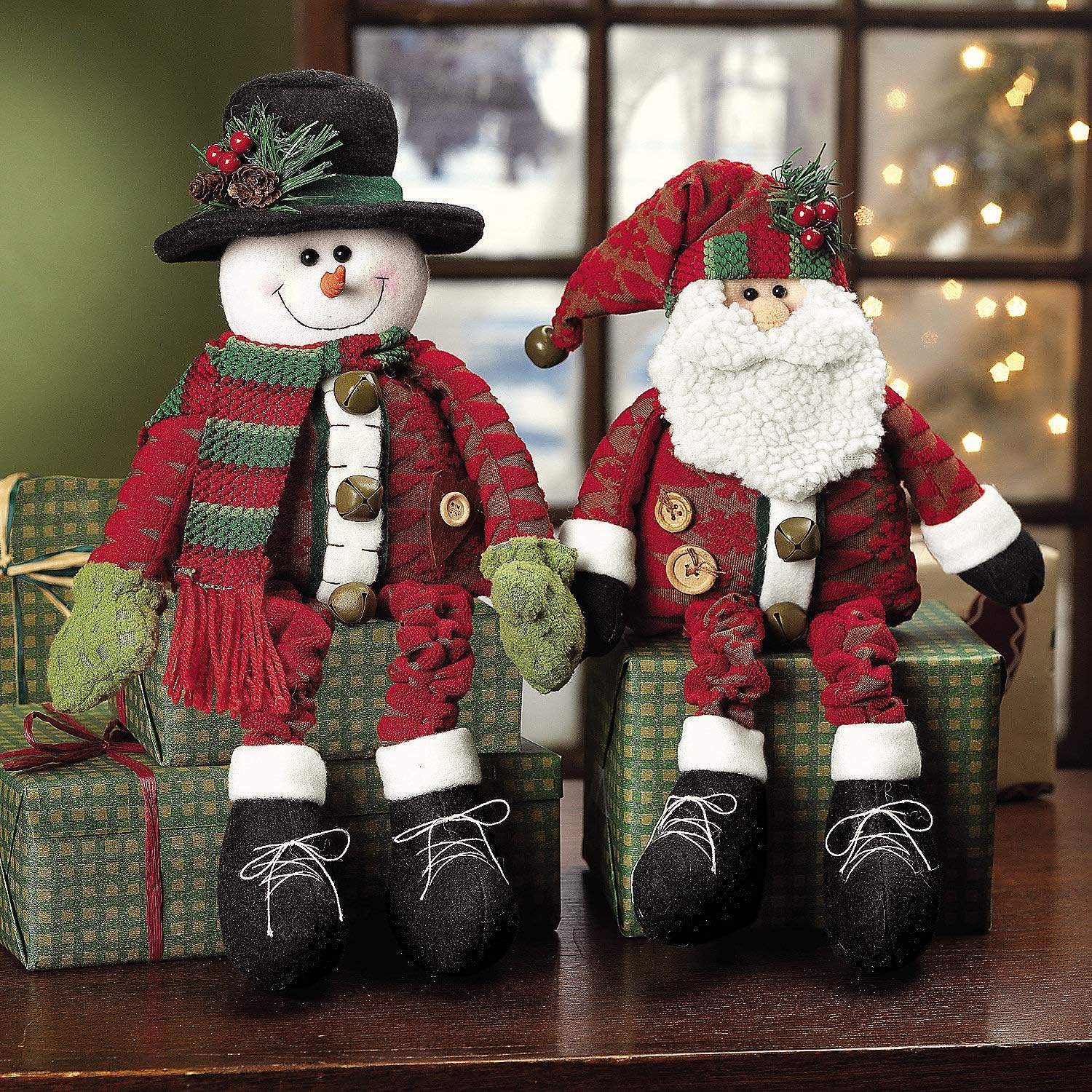 Amazon.com: Sumind Christmas Sitting Snowman Tabletop Doll for ...