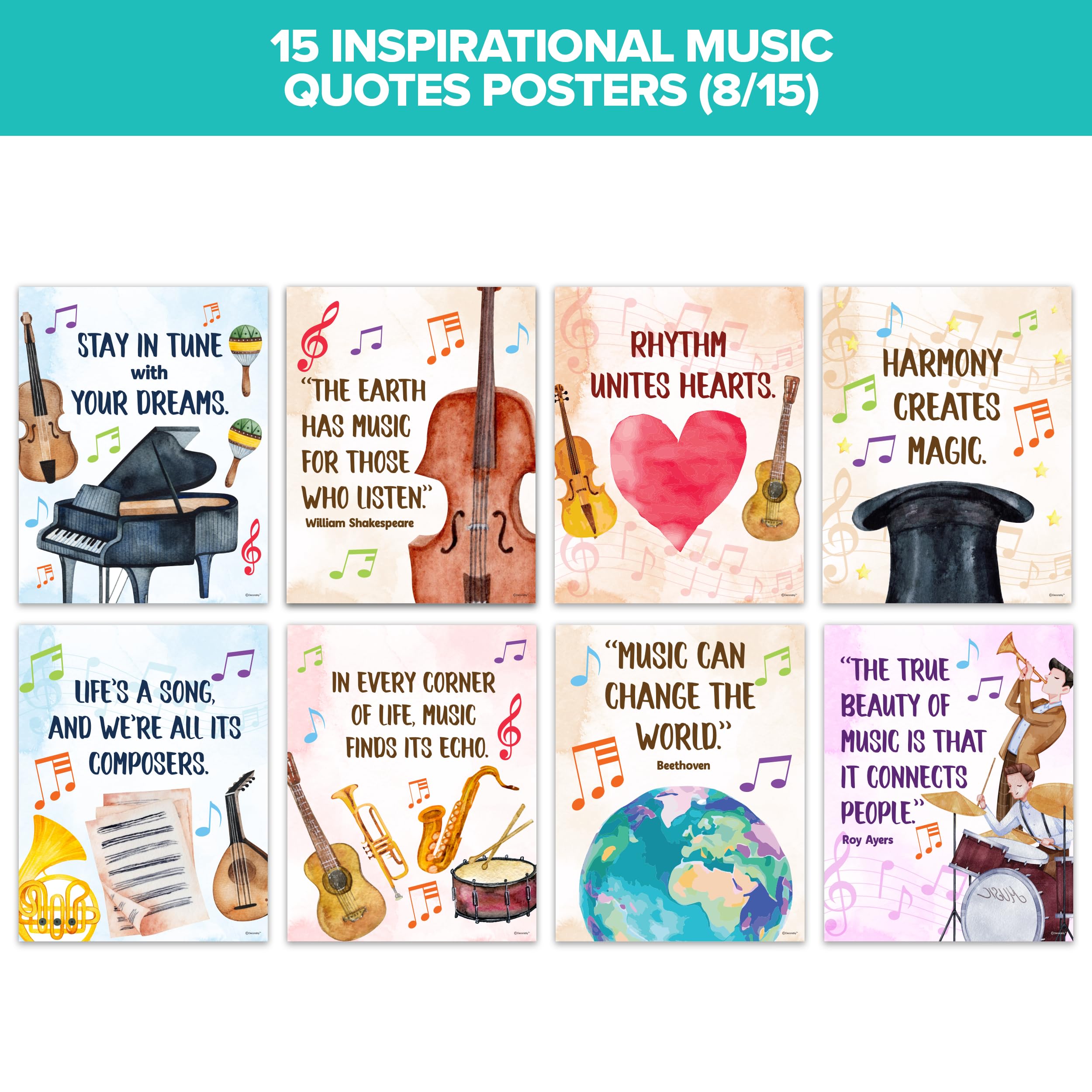 Snapklik.com : Decorably 15 Music Posters For Classroom, 11x14in Matte ...