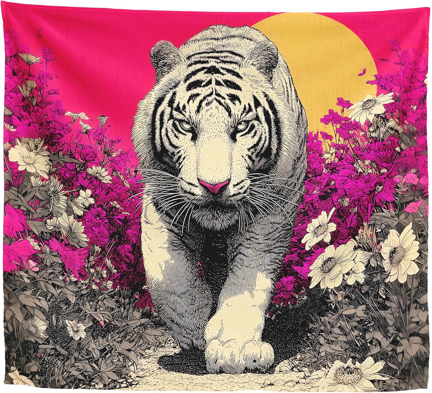 Amazon.com: Xolytar Preppy Hot Pink Tiger Tapestry Aesthetic ...