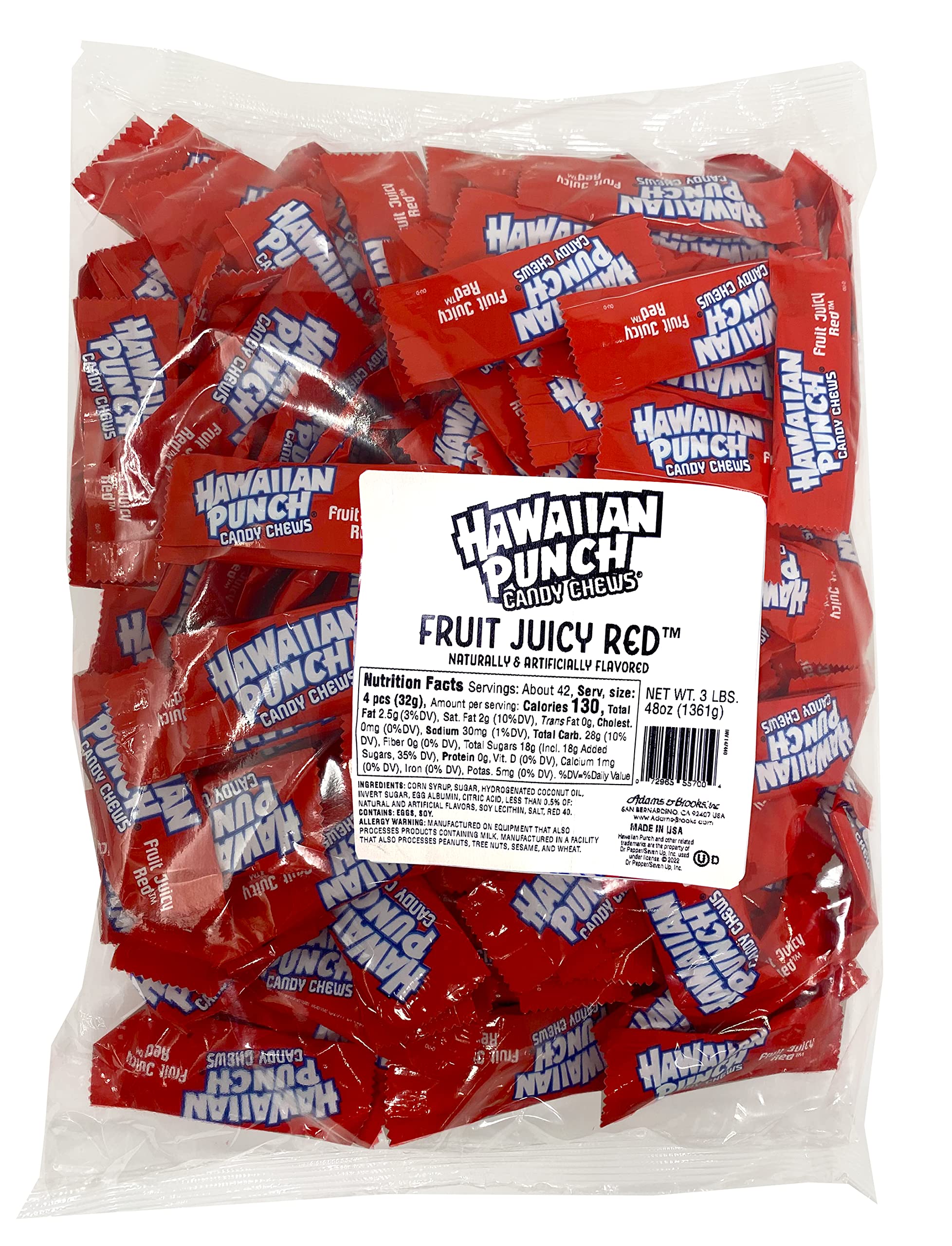 Amazon.com : Adams & Brooks, Inc. Hawaiian Punch Candy Chews Red Candy ...