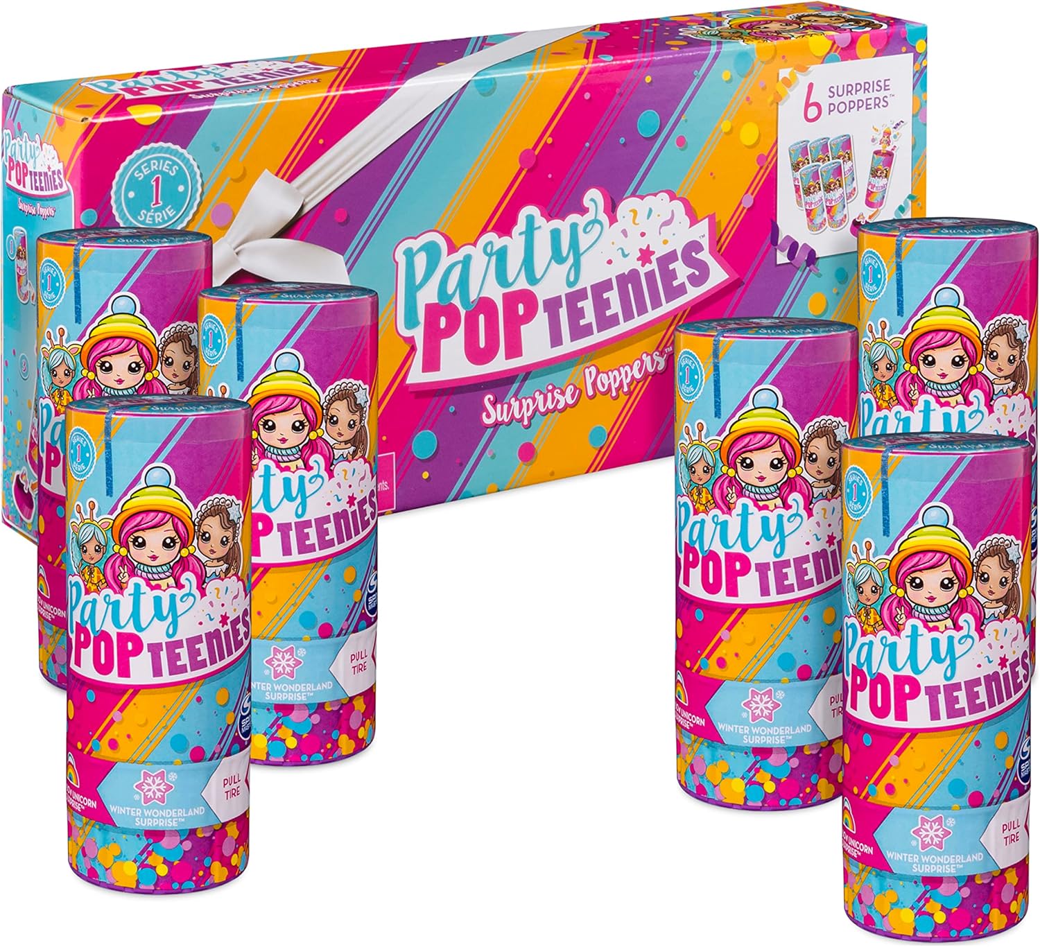 Party Pack - 6 Surprise Poppers mit Konfetti, Mini-Sammelpüppchen und ...