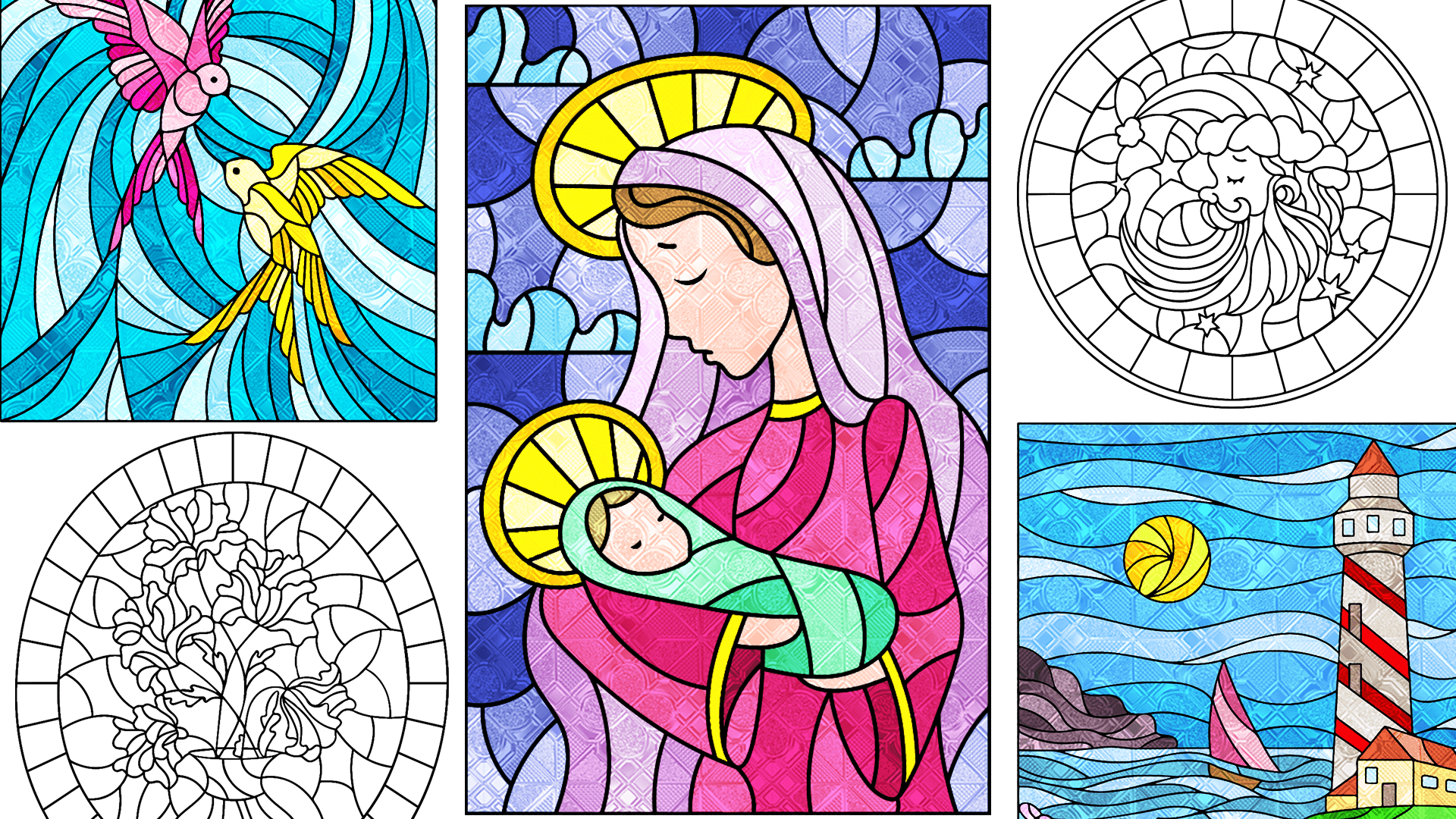 Stained Glass Window Painting : Color By Number - Coloring Games For ...