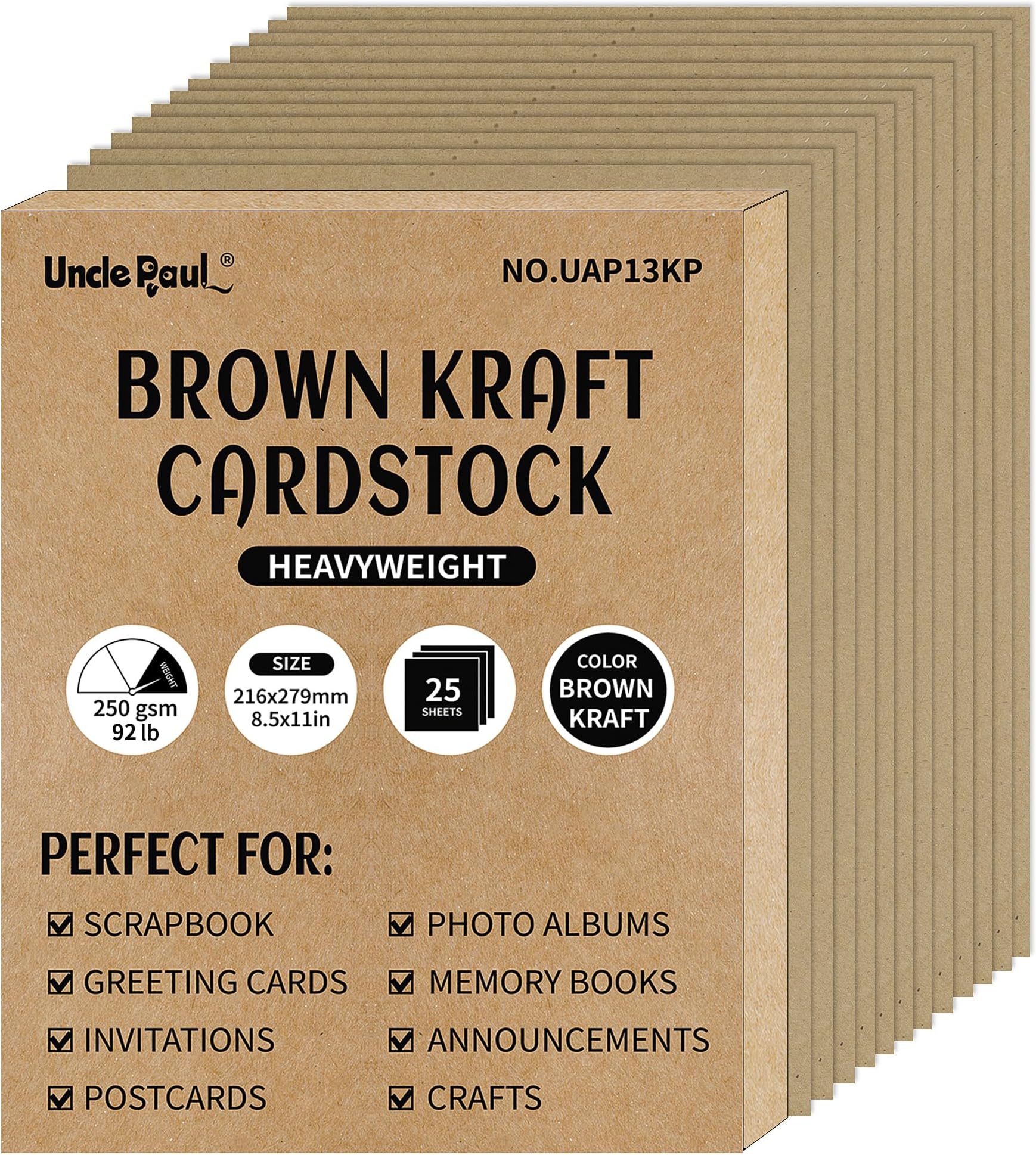Amazon.com : 200 Sheets 8.5 x 11 Inches Kraft Cardstock Thick Paper ...
