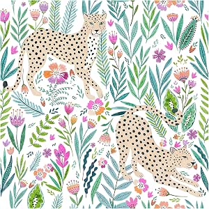 HAOKHOME Cheetah Peel and Stick Wallpaper Floral Animal Contact Paper ...