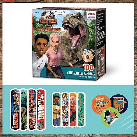 Amazon.com: Jurassic World Camp Cretaceous Kids Bandages, Fun Dinosaur ...