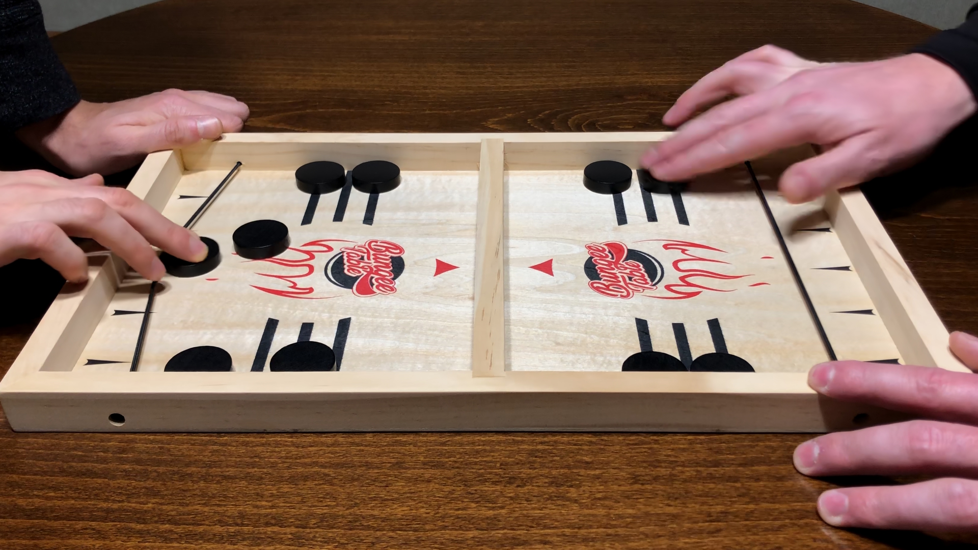 Watch Bungee Table Fast Sling Puck Game - Wooden Hockey Board Game on ...