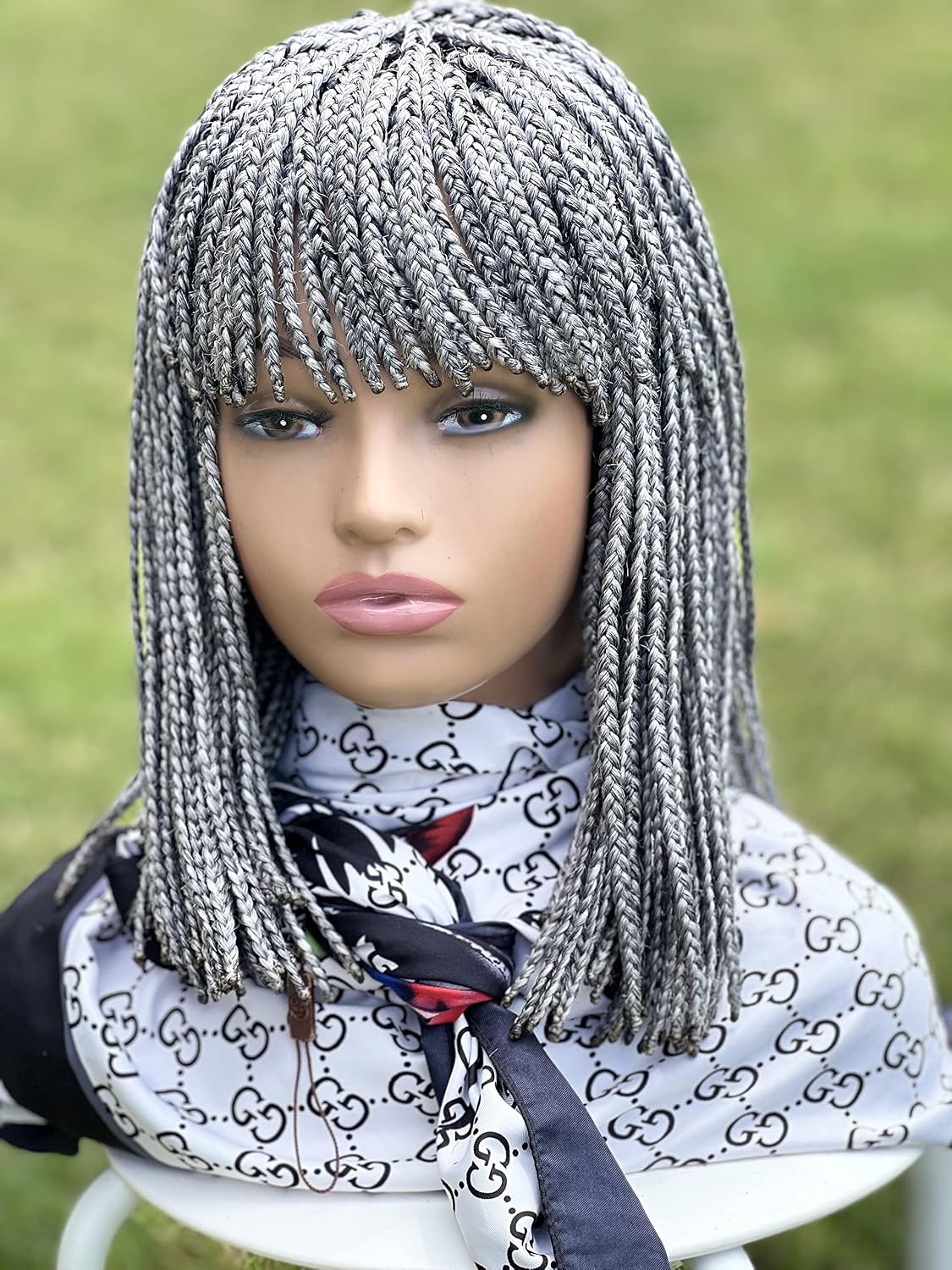 Amazon.com : Braided wig. Bang gray wig. Just as pictured. : Beauty ...