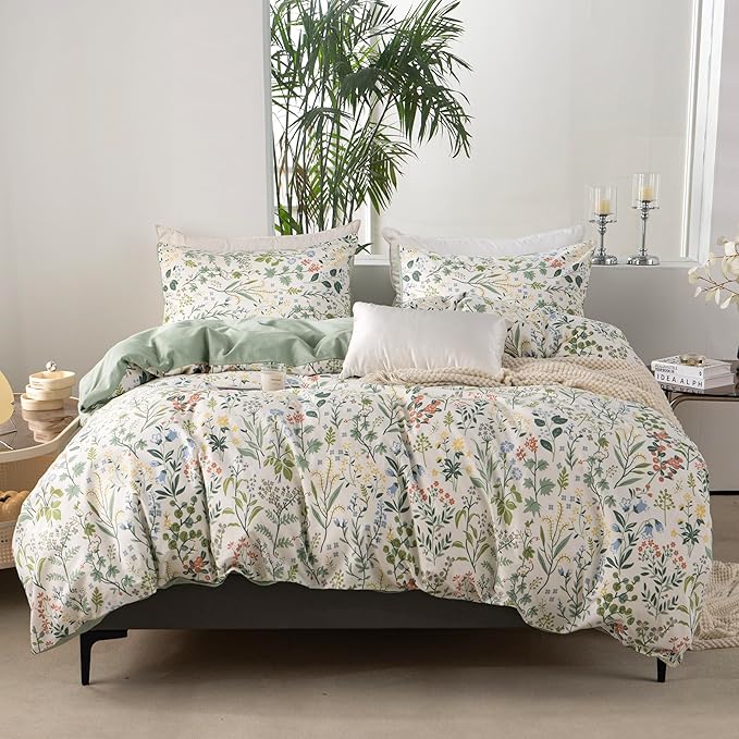 Amazon.com: Jane yre Duvet Cover Queen Floral Soft Cotton 3 Pieces ...
