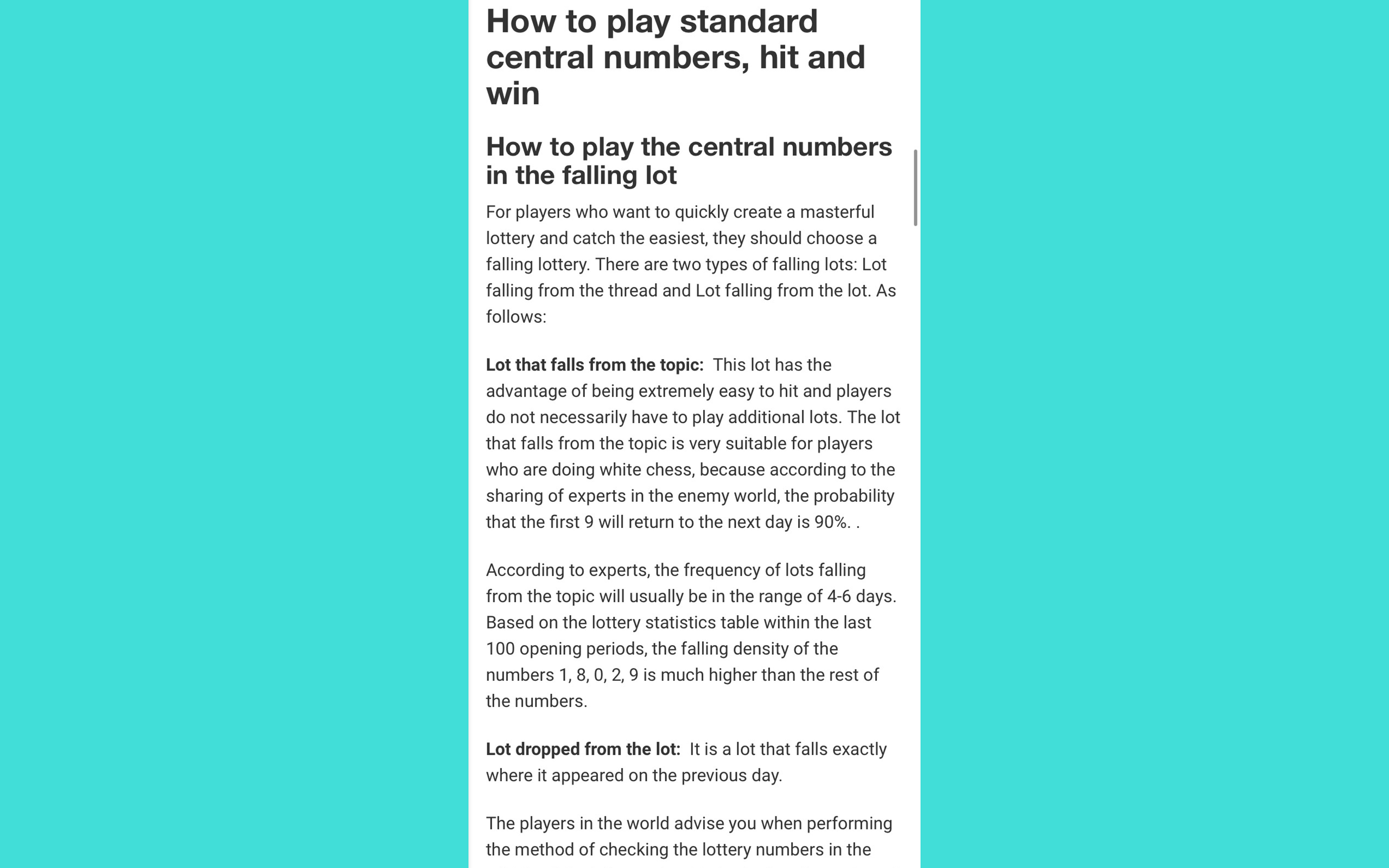 HOW TO PLAY THE CORRECT CENTRAL NUMBERS GUIDE - App on Amazon Appstore