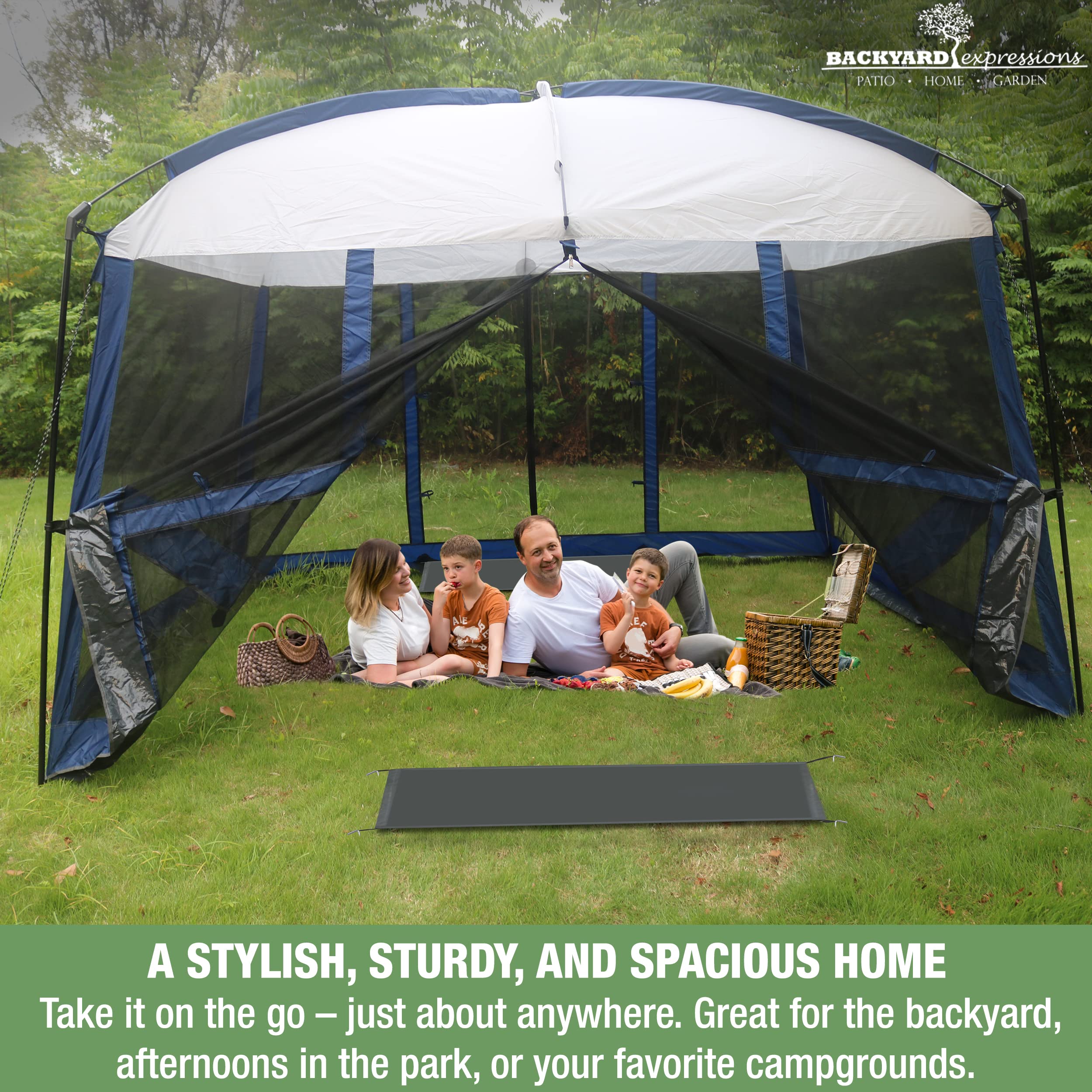 Backyard Expressions 11' x 9' Screen Tent - Blue Screen House for ...