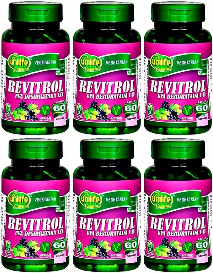 Resveratrol Revitrol Uva Desidratada Vegano 500 mg Unilife 60 Cápsulas ...