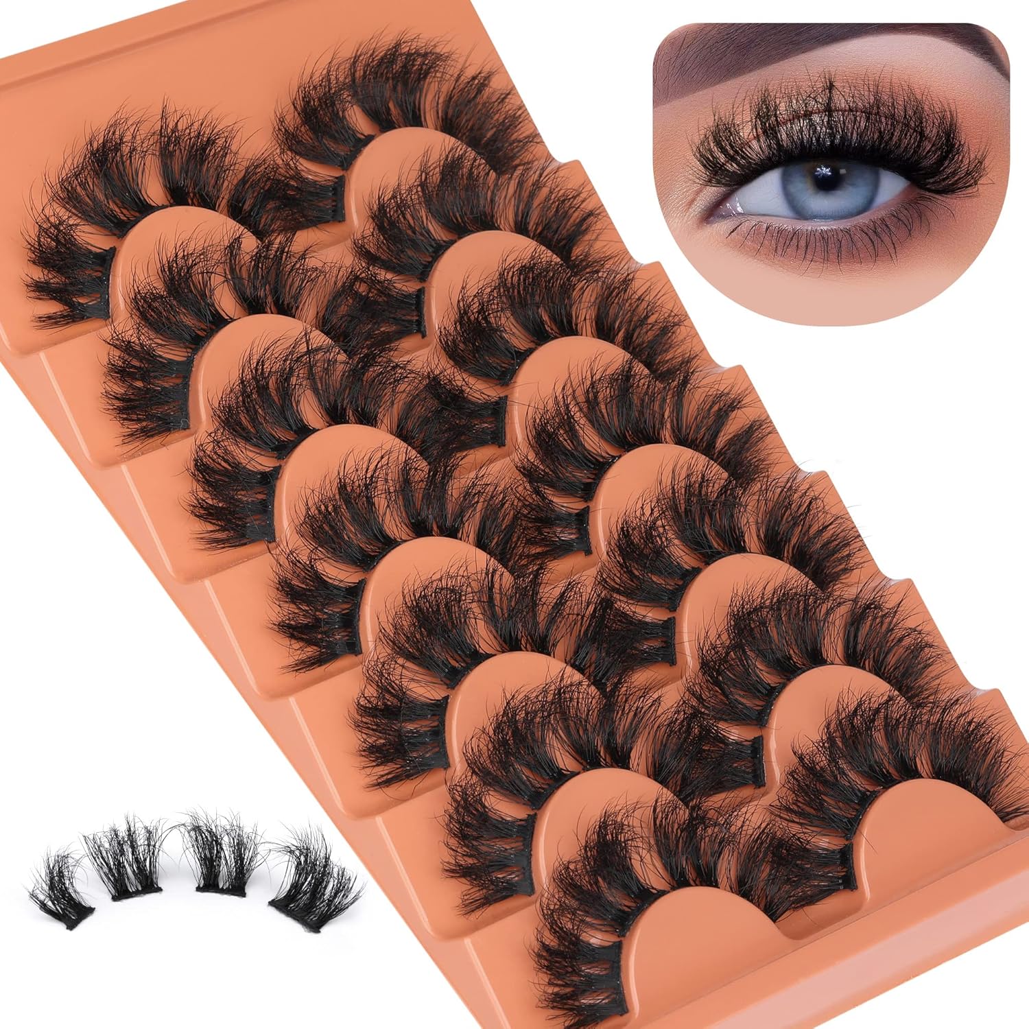 Amazon.com: Cluster Lashes Mink Fluffy False Eyelashes Long Volume ...