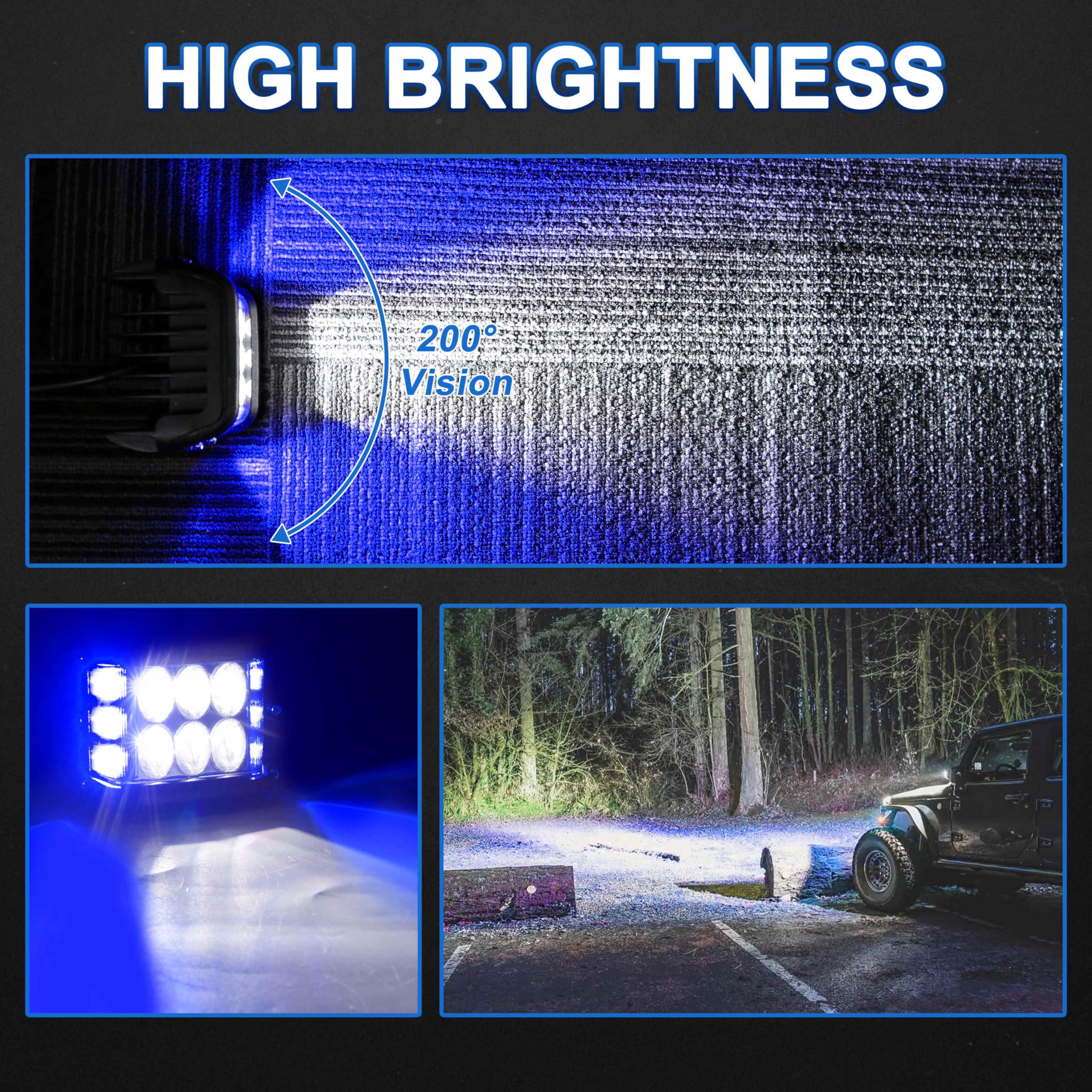Snapklik.com : Side Shooter Pod Lights 4 Inch Dual Side Blue Strobe LED ...