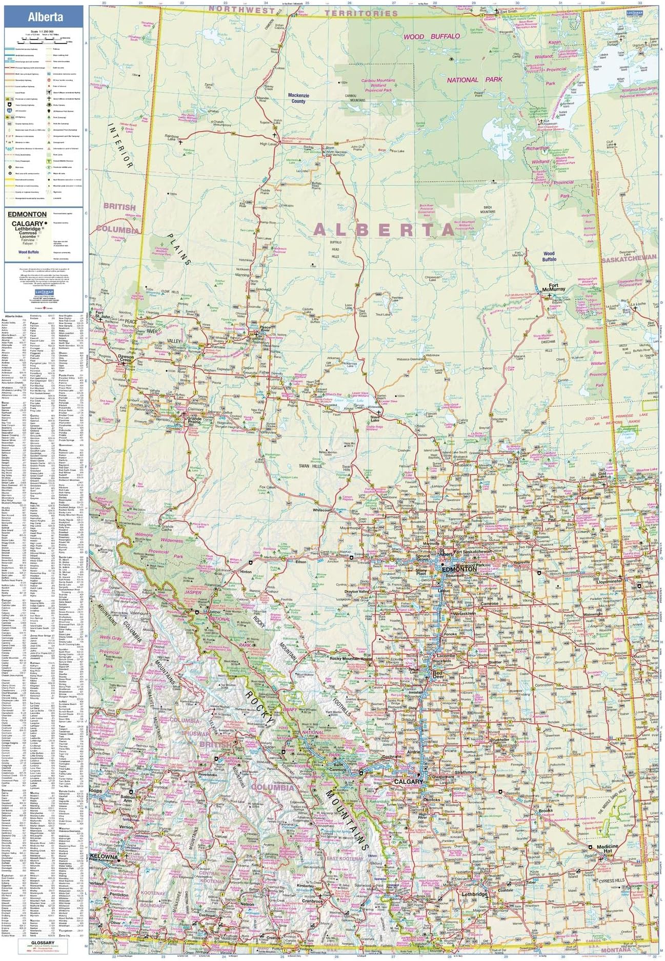 Alberta Wall Map - 28" x 40" Laminated : Amazon.ca: Office Products