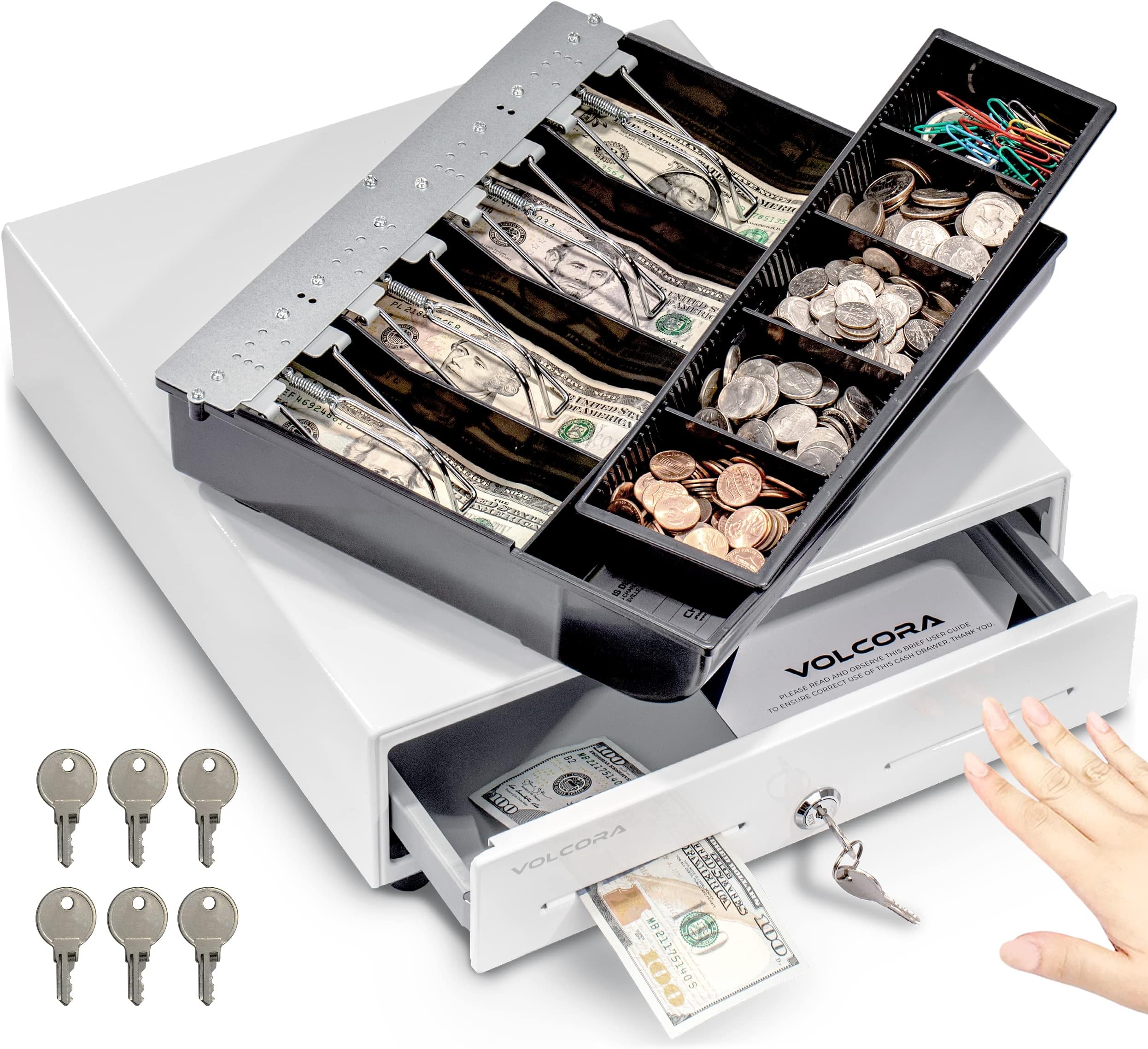 Amazon.com: Volcora 13" Manual Push Open Cash Register Drawer for Point ...
