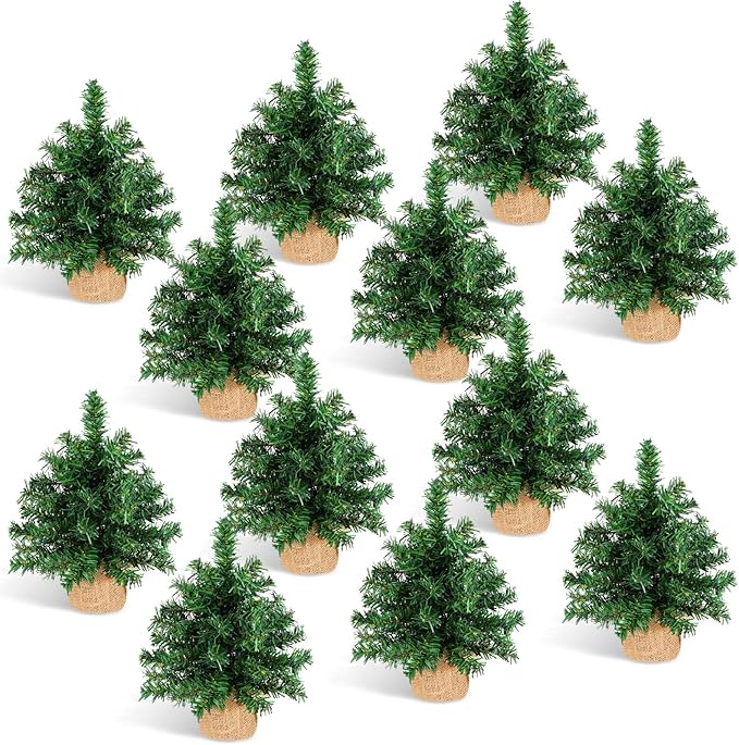 Amazon.com: Hiboom 12 Pcs 12 Inches Tabletop Christmas Tree Tiny Mini ...