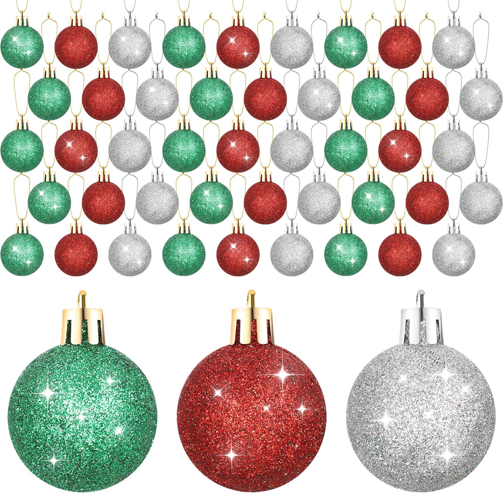 Amazon.com: Liliful 72 Pcs Mini Christmas Balls Mini Xmas Ball Tree ...