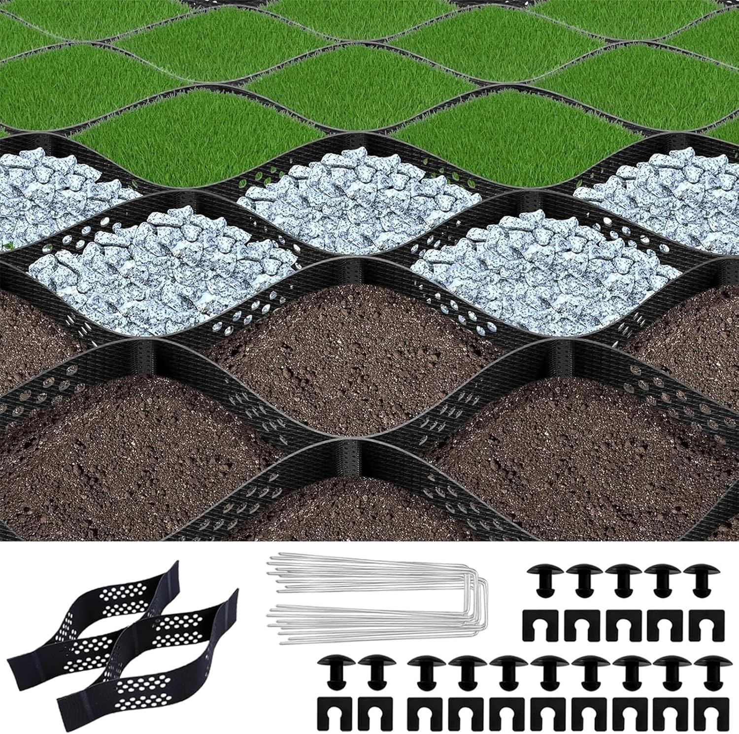 Gravel Ground Grid,9 * 17 FT Geo Grid Driveway Stabilization Grids ...