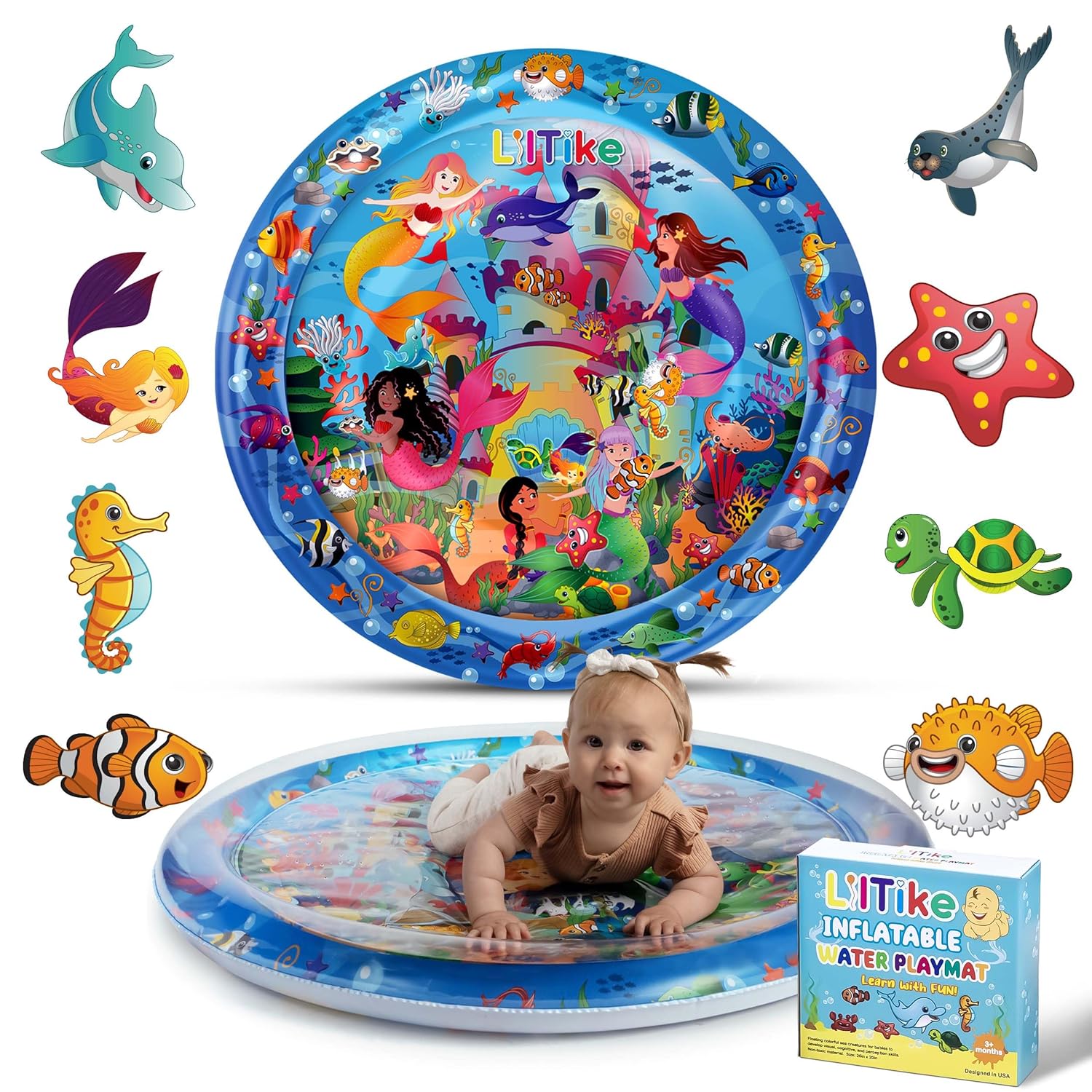 Amazon.com : LilTike Tummy Time Water Mat for Babies – 16 New Designs ...