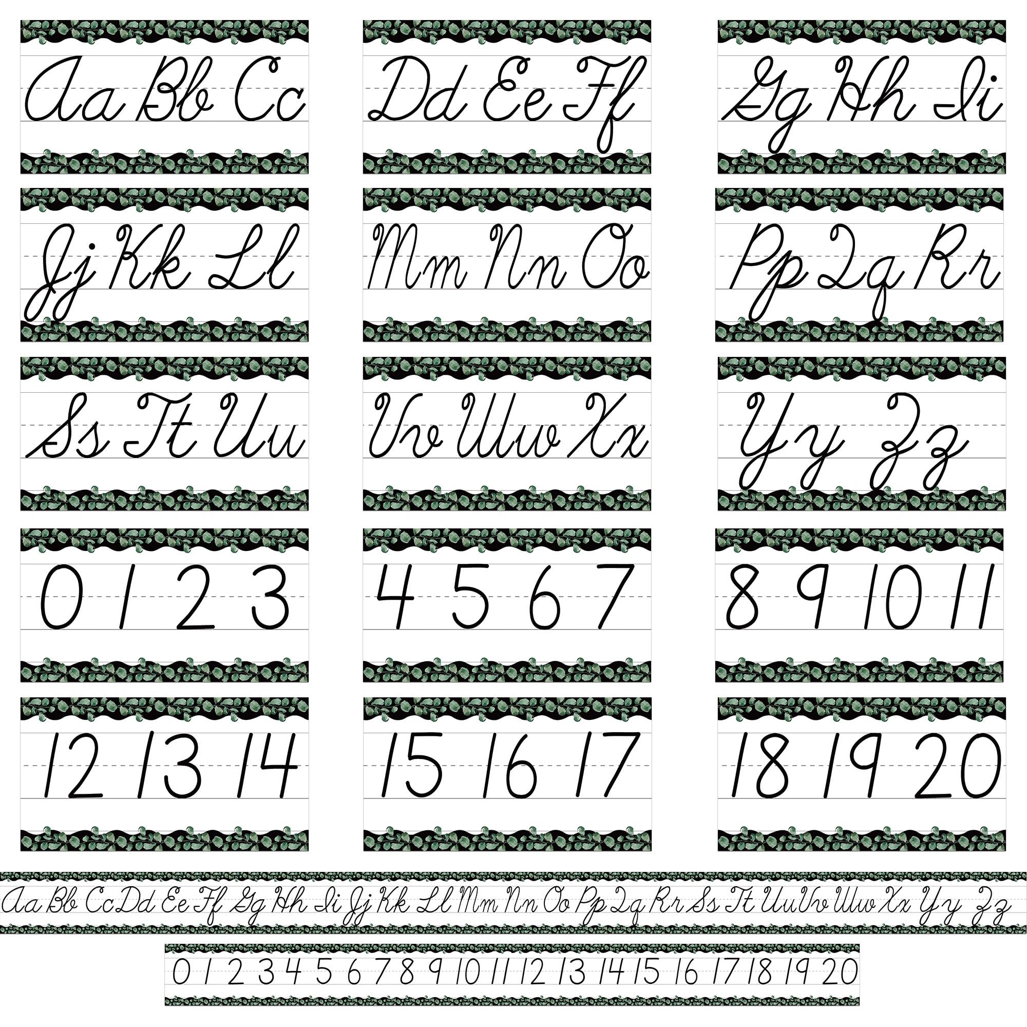 Amazon.com : 15 Pieces Cursive Alphabet Line Bulletin Board Set ...