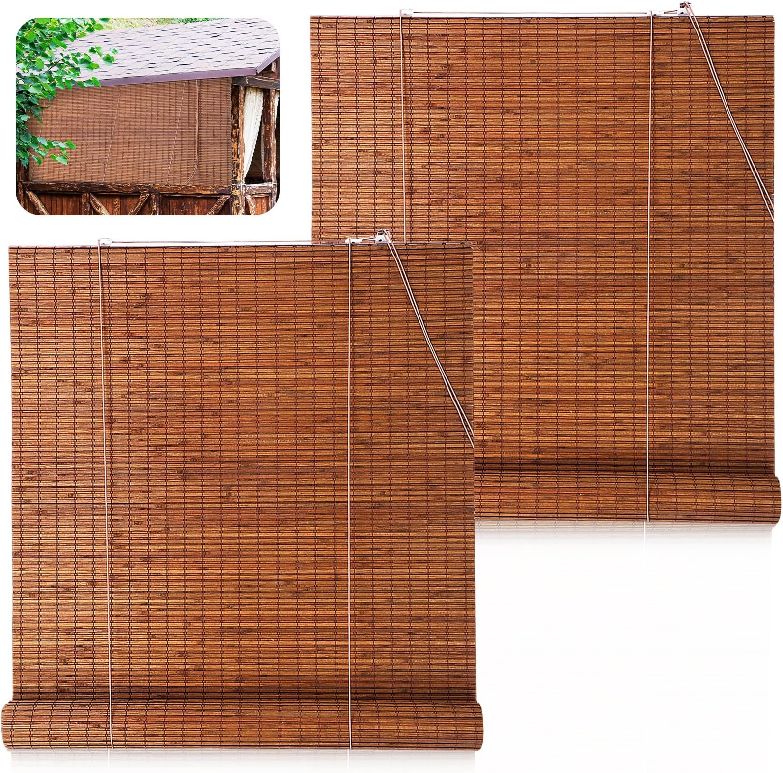 Amazon.com: Soaoo 2 Pcs Bamboo Blinds Outdoor Bamboo Roll Up Shades for ...