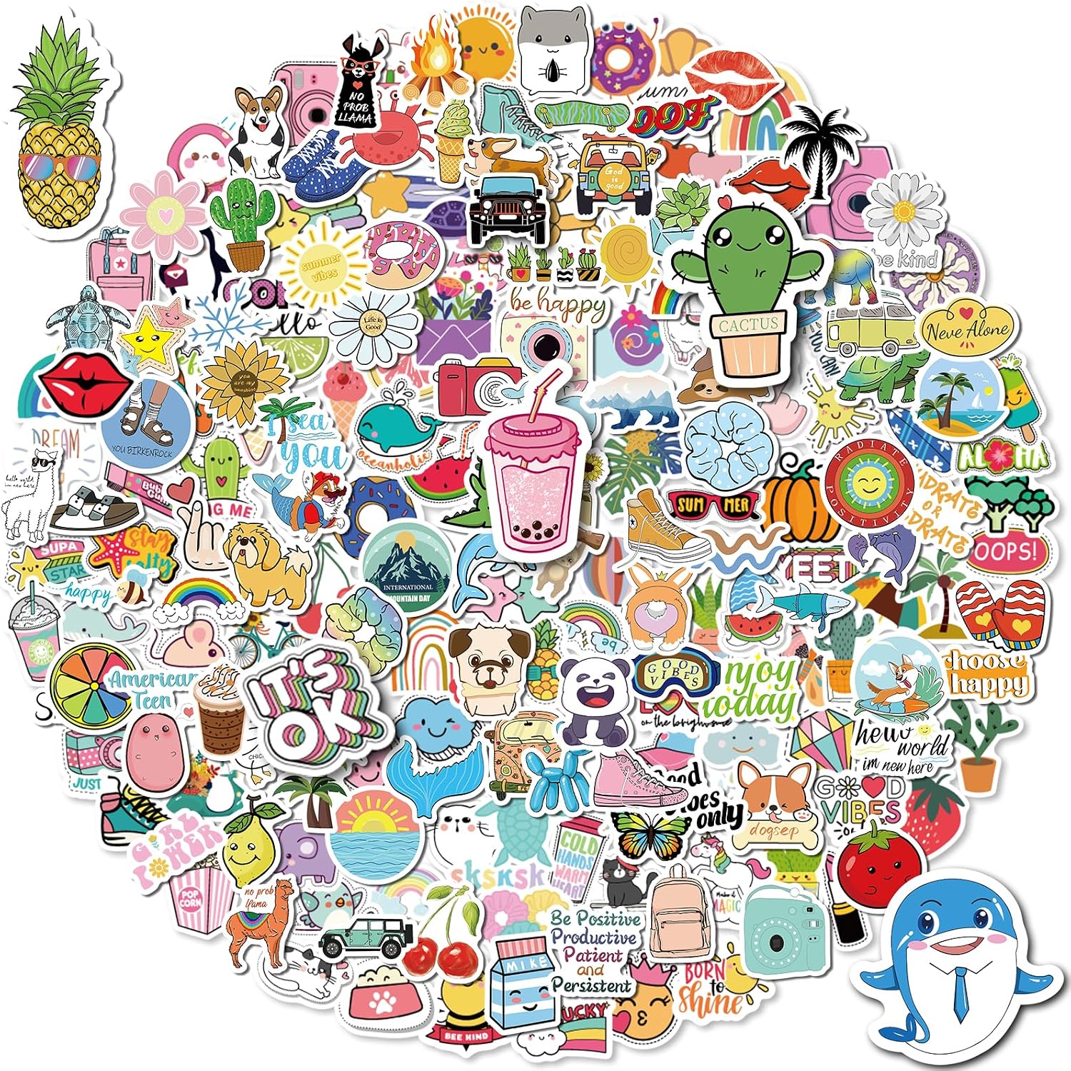 200 PCS Cute Stickers Pack, Vinyl Waterproof Decorative Stickers for ...