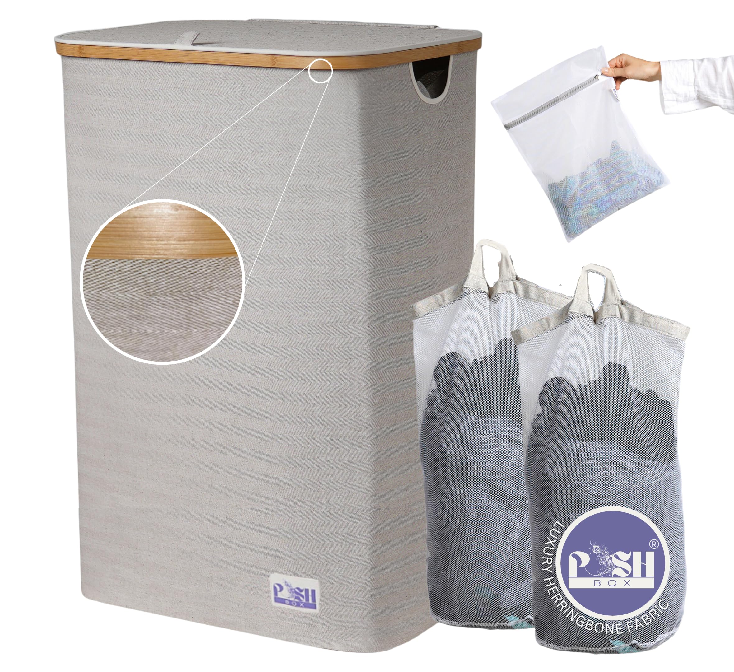 Amazon.com: The Original Posh Box® Luxury Herringbone 100L Large Double ...