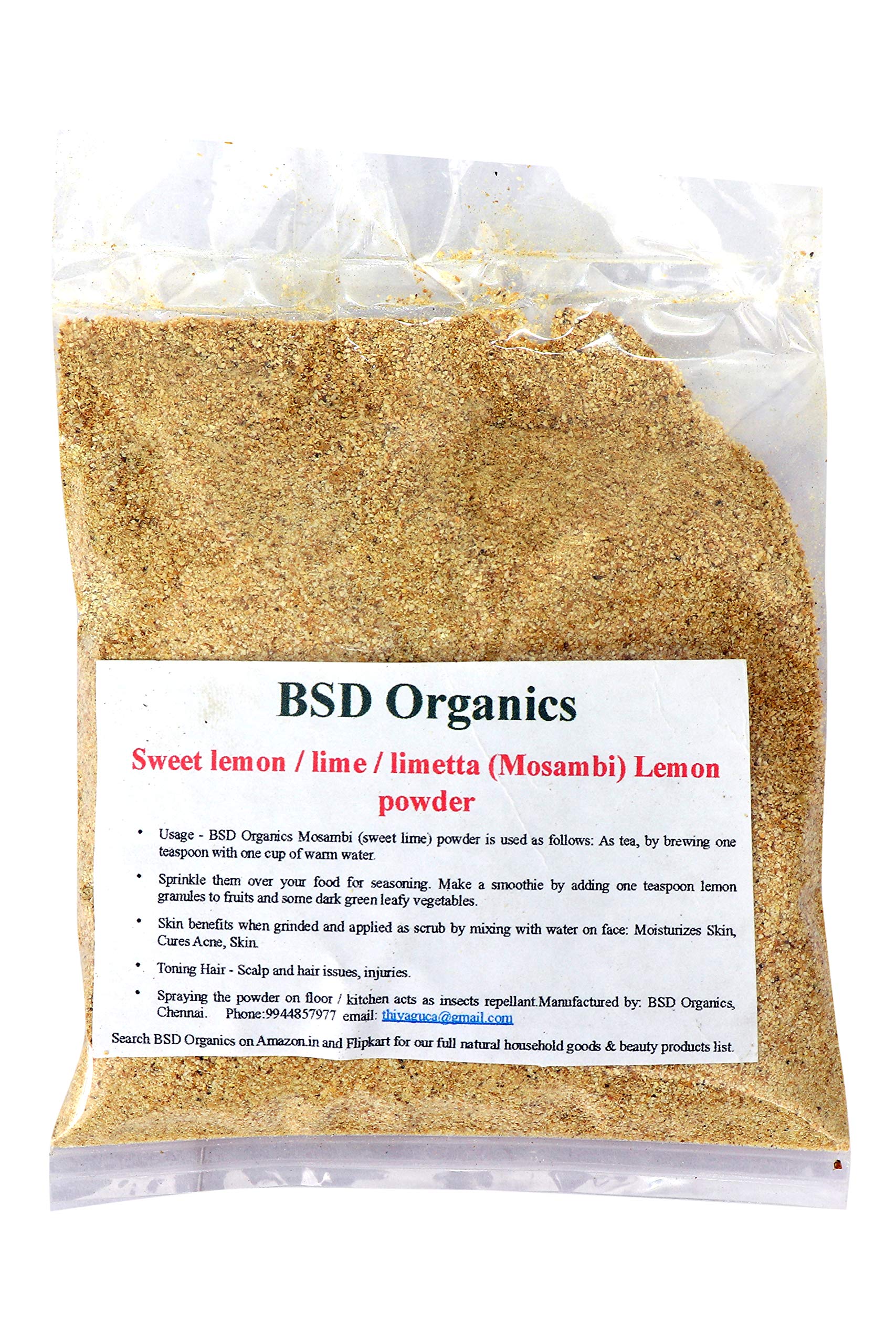 BSD Organics Sweet lemon/lime/limetta (Mosambi) Lemon powder - 100 gm ...