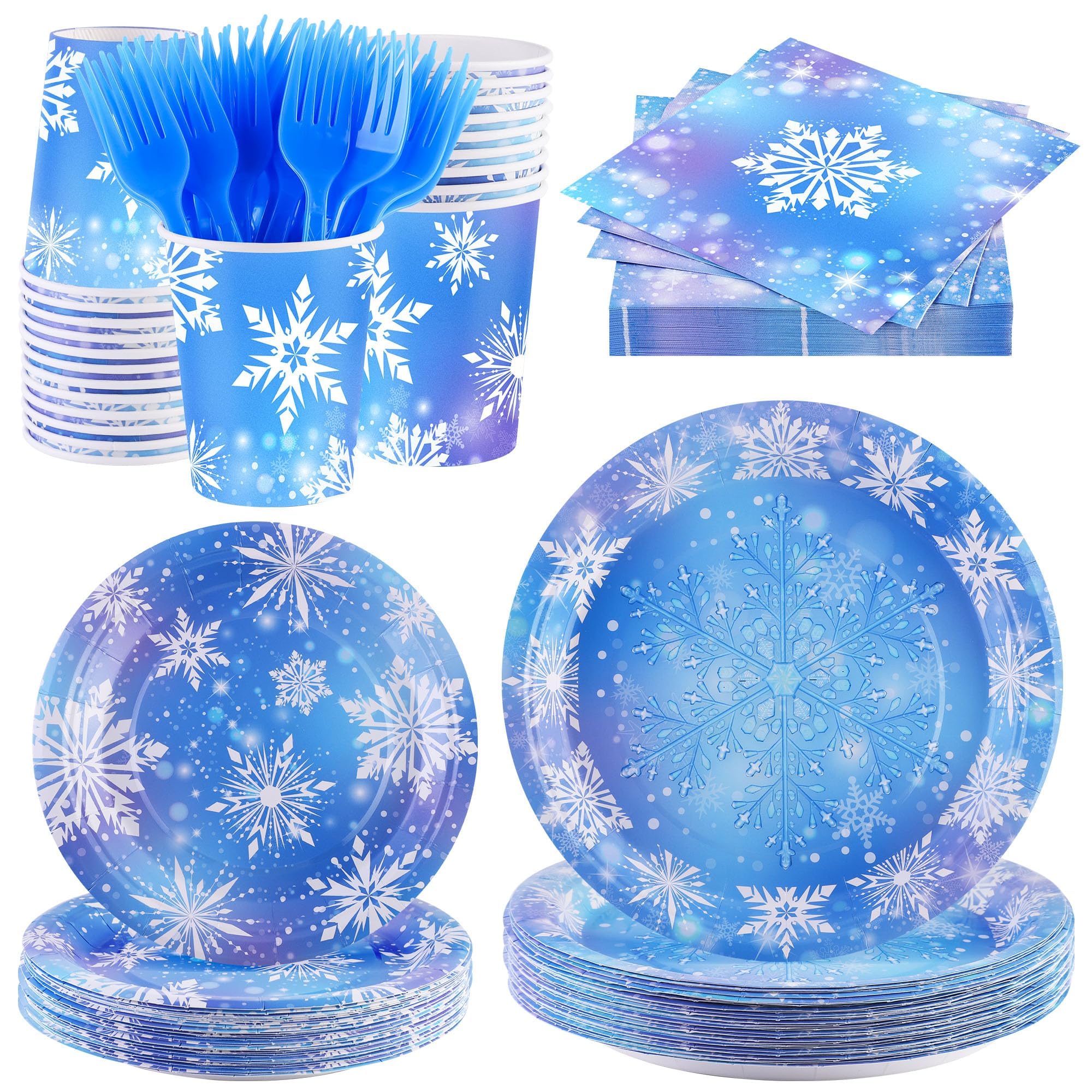 Amazon.com: durony 144 Pieces Frozen Paper Plates and Napkins ...
