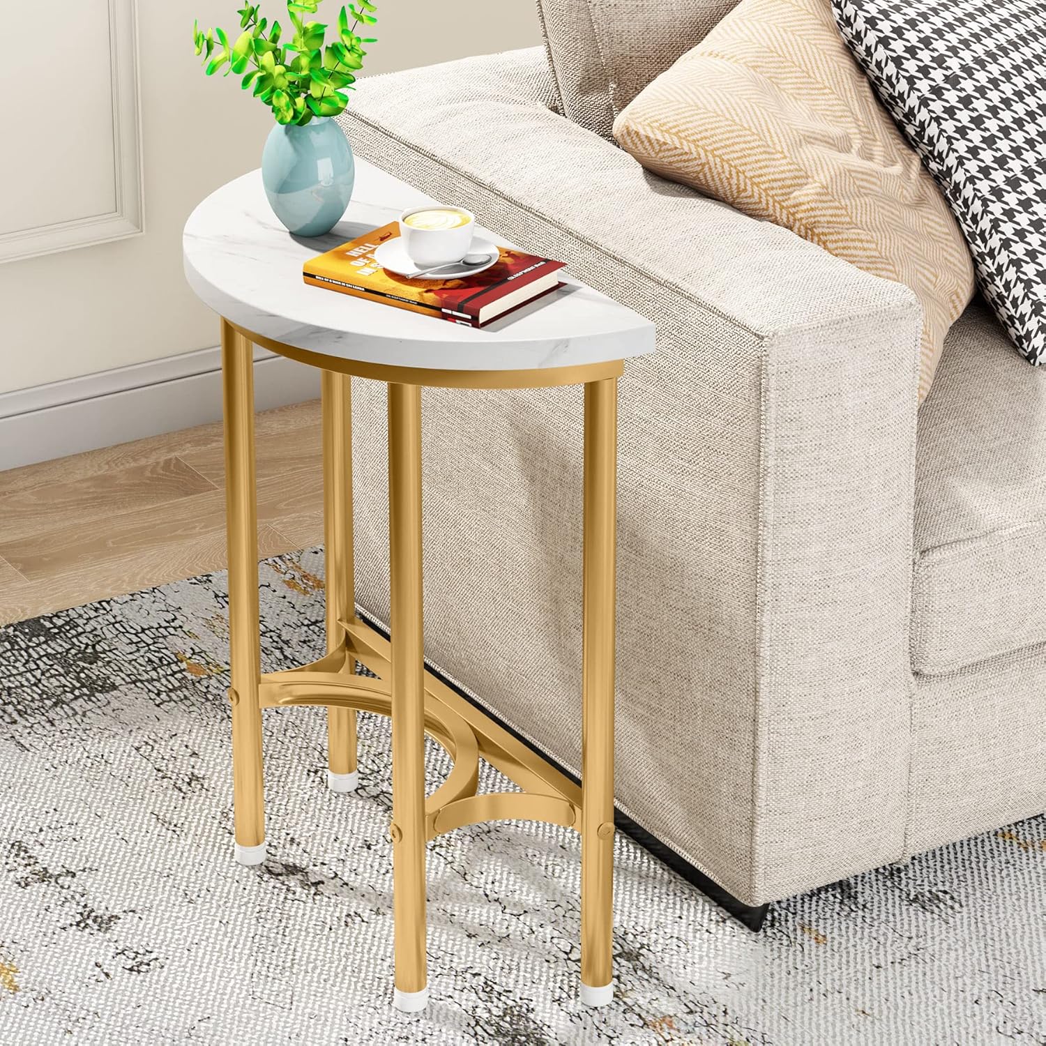 Amazon.com: Tribesigns Faux Marble End Table, 20'' Half Round Side ...