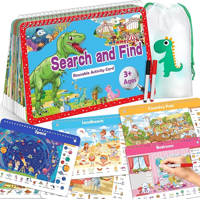 Elfew Search and Find Book for Kids Ages 4-6,3-8, Reusable Activity ...
