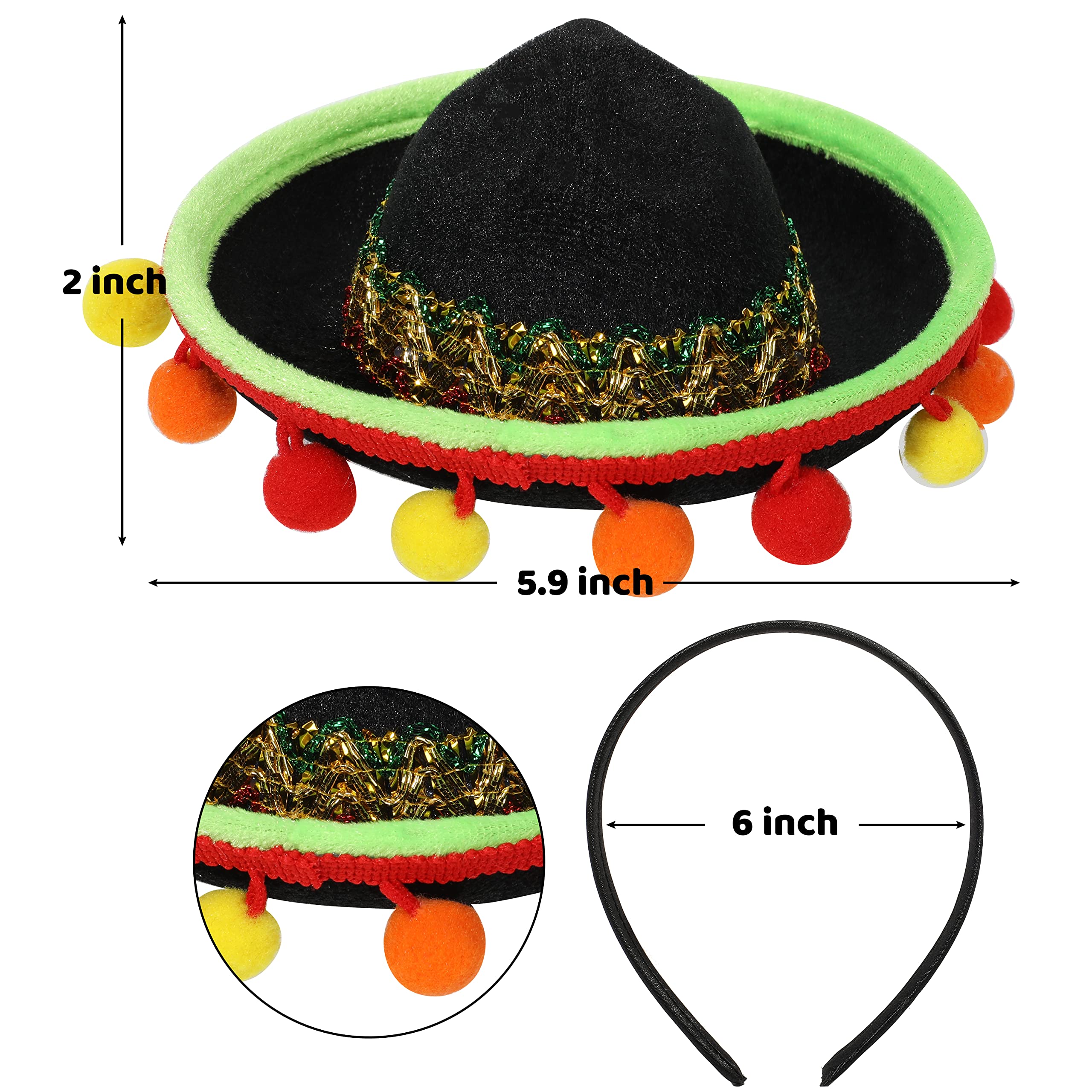 JOYIN 9PCs Cinco De Mayo Fiesta Straw Sombrero Headbands Party Costume ...