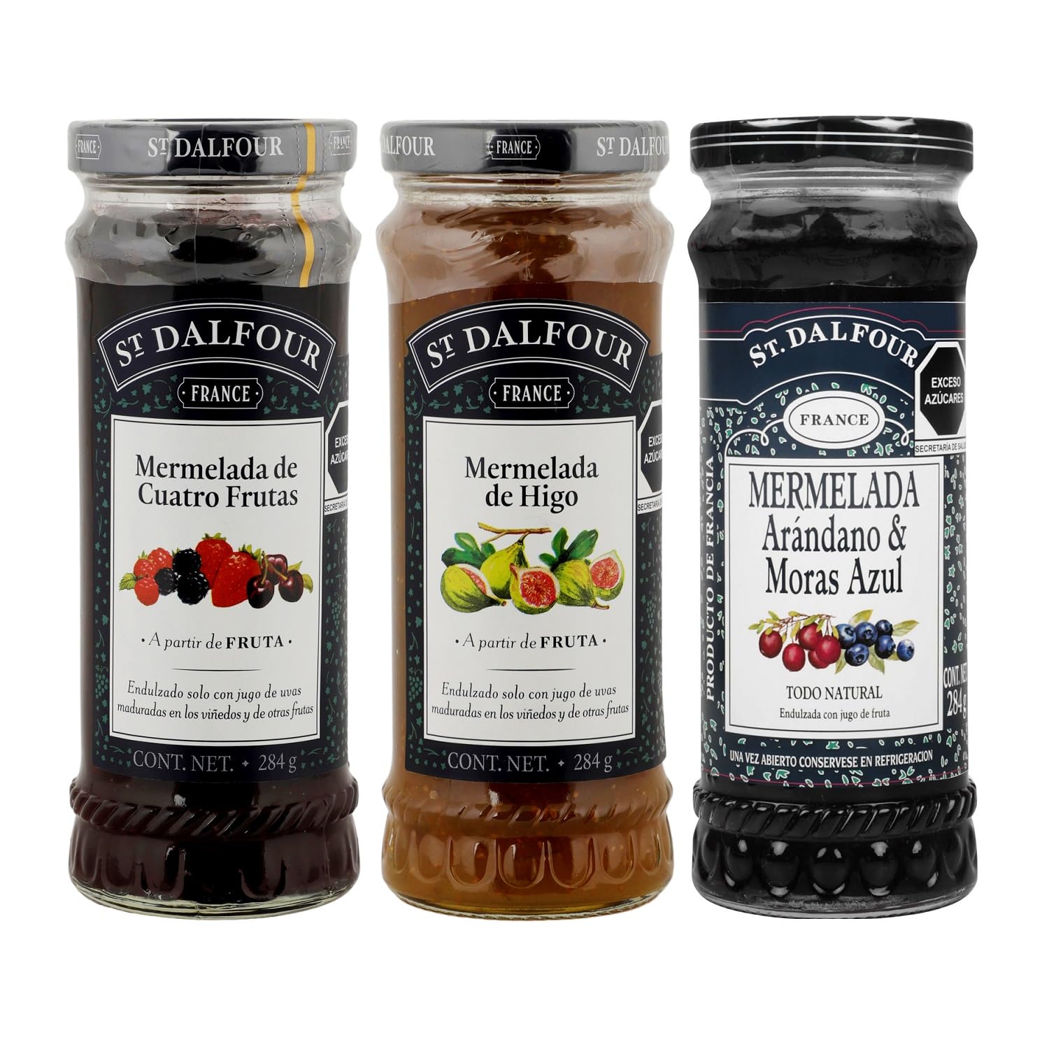 3pk mermelada St Dalfour sabores 4 frutas, higo, arándano-mora, c/u de ...