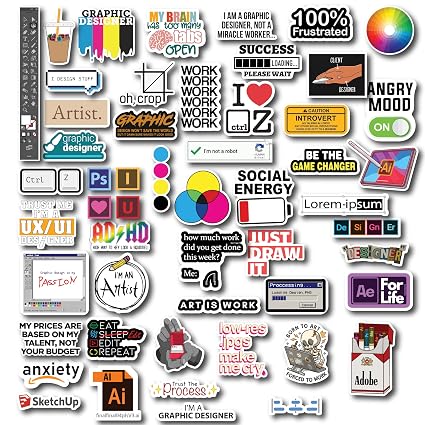 D2C Graphic Designer Sticker Set - Creative Art & Design Stickers, Pack ...