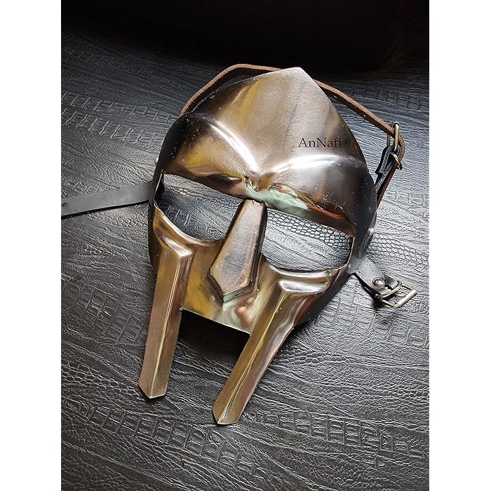 Steel Medieval MF Doom Gladiator Face Mask Golden Finish Brass Armour ...