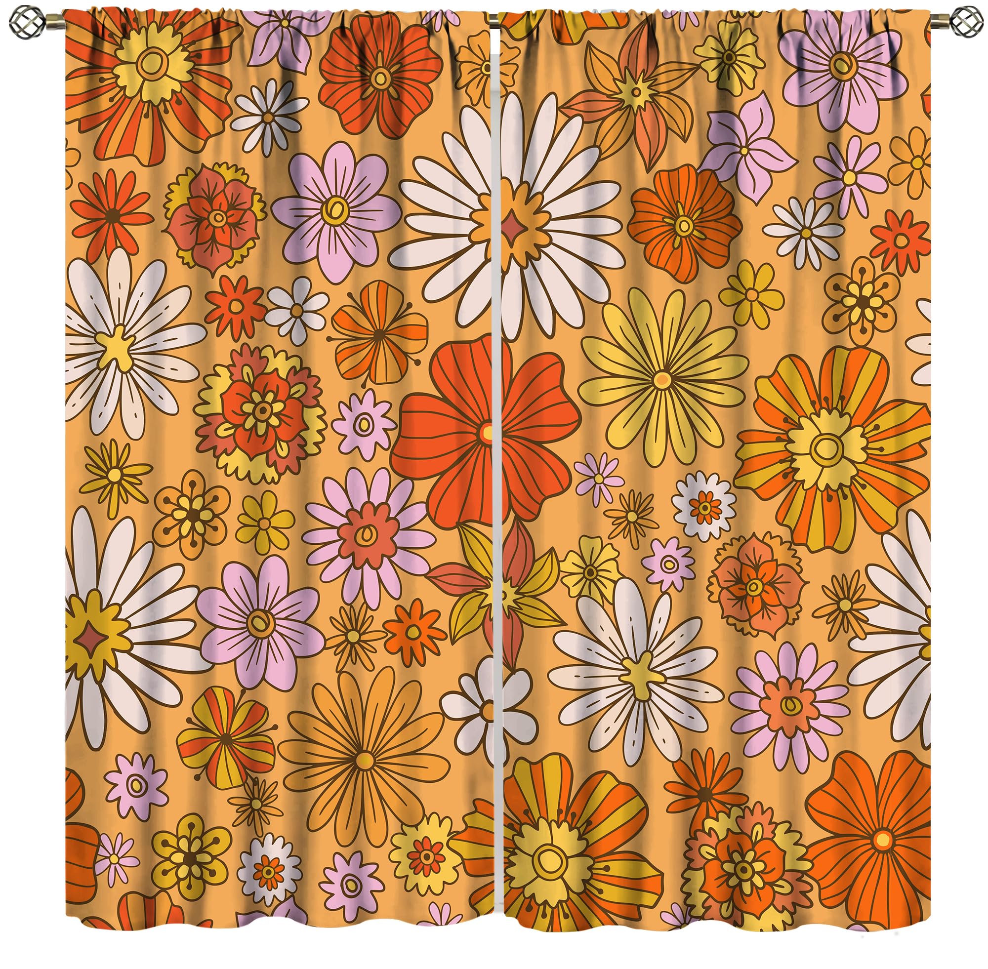 Amazon.com: ESPROUTTY Retro Hippie 60s 70s Aesthetic Boho Curtain ...
