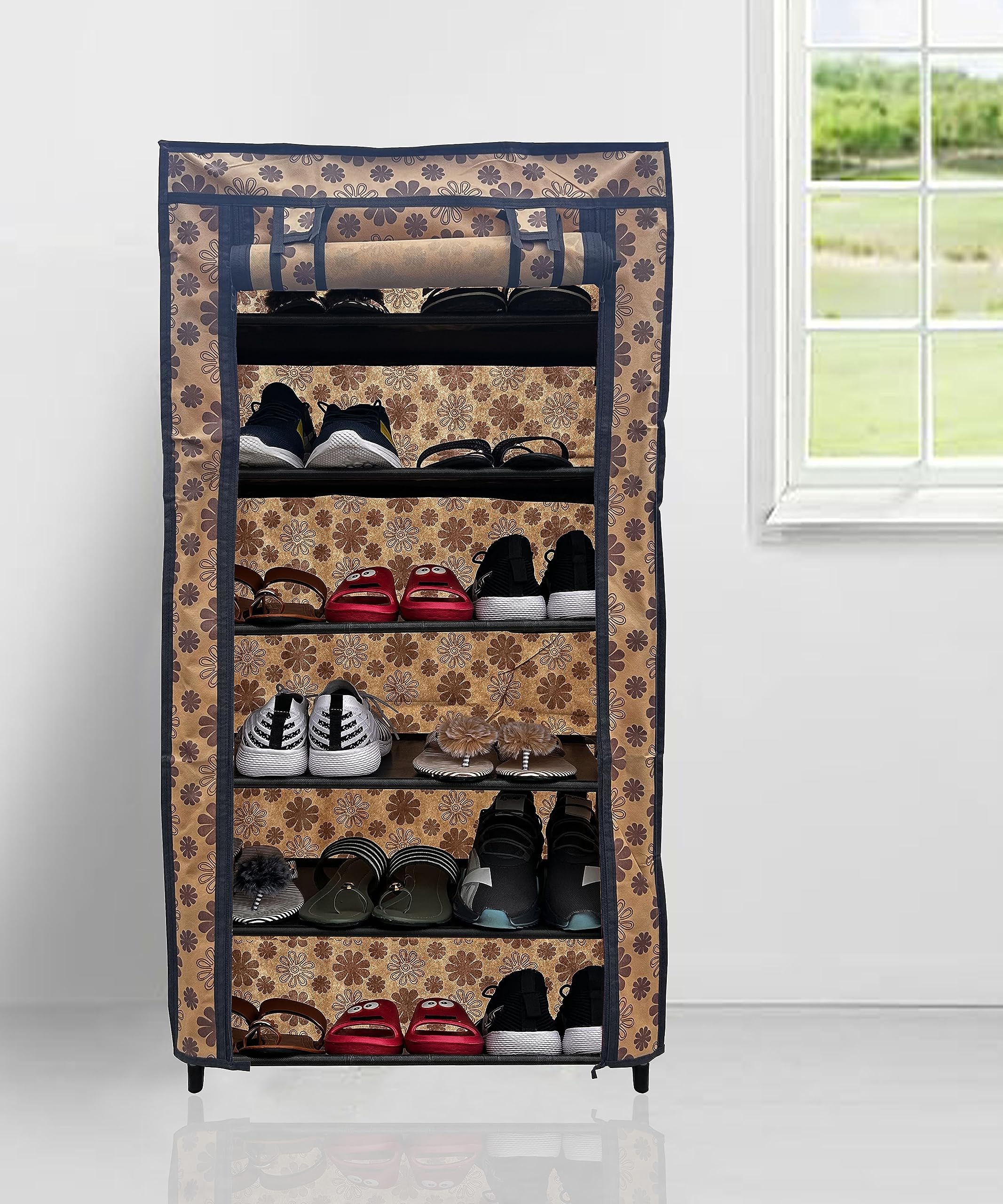 Ebee 6+2 Layer Fancy Collapsible Closet/Cabinet (Brown) : Amazon.in ...