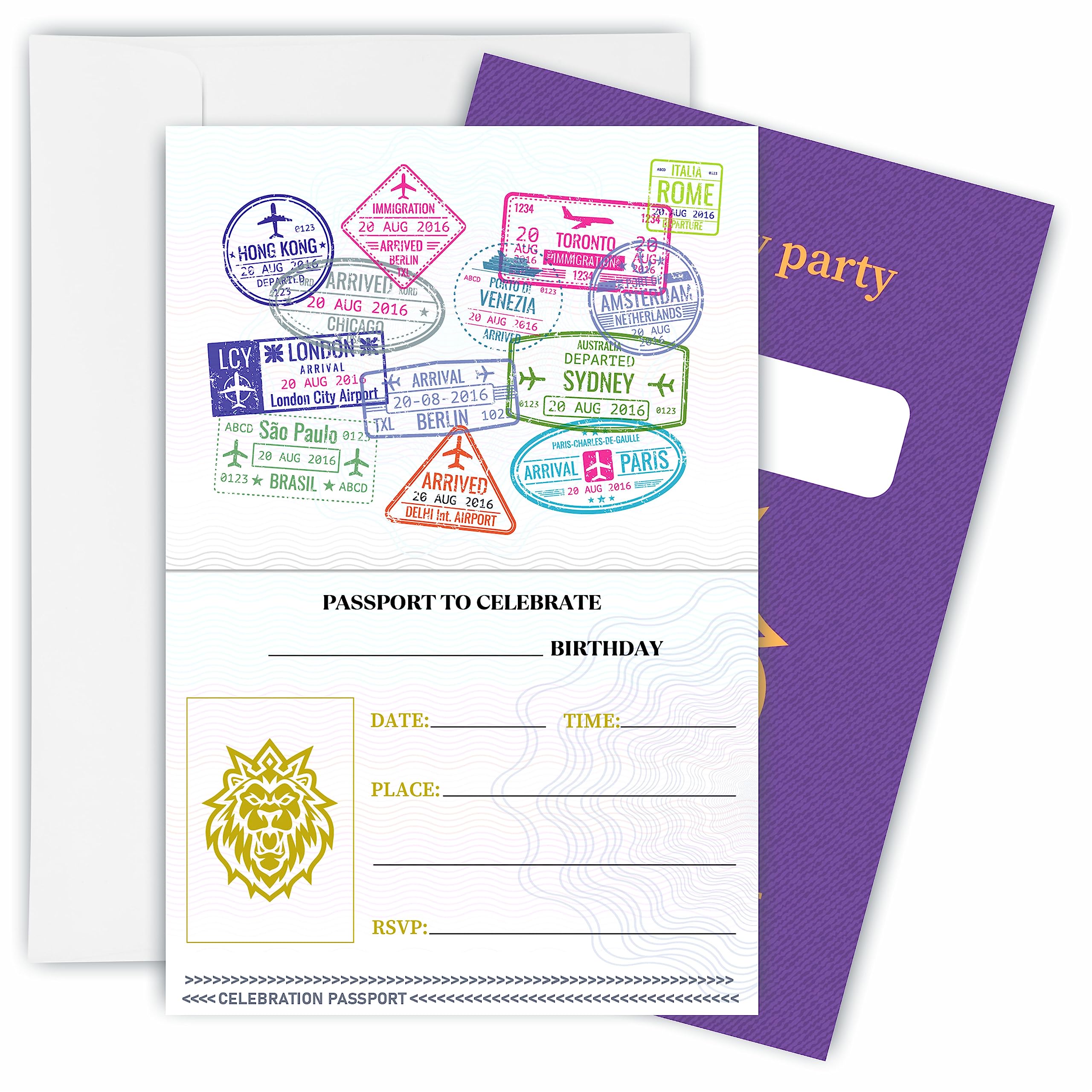 Amazon.com : Birthday Invitations, Funny Passport Theme Birthday Party ...