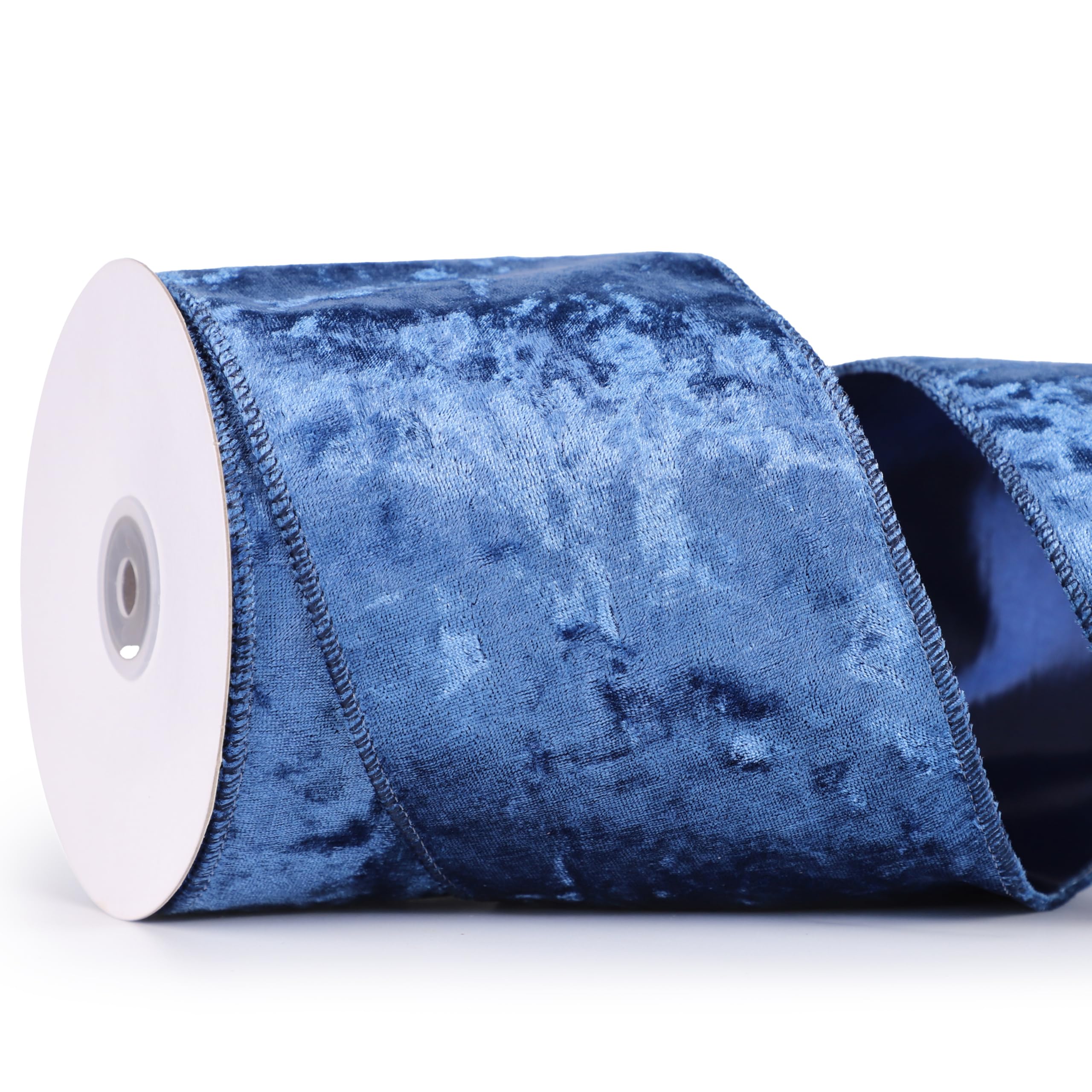 Amazon.com: MAYREEL Navy Blue Crushed Velvet Ribbon Wired 4" x 10 Yards ...