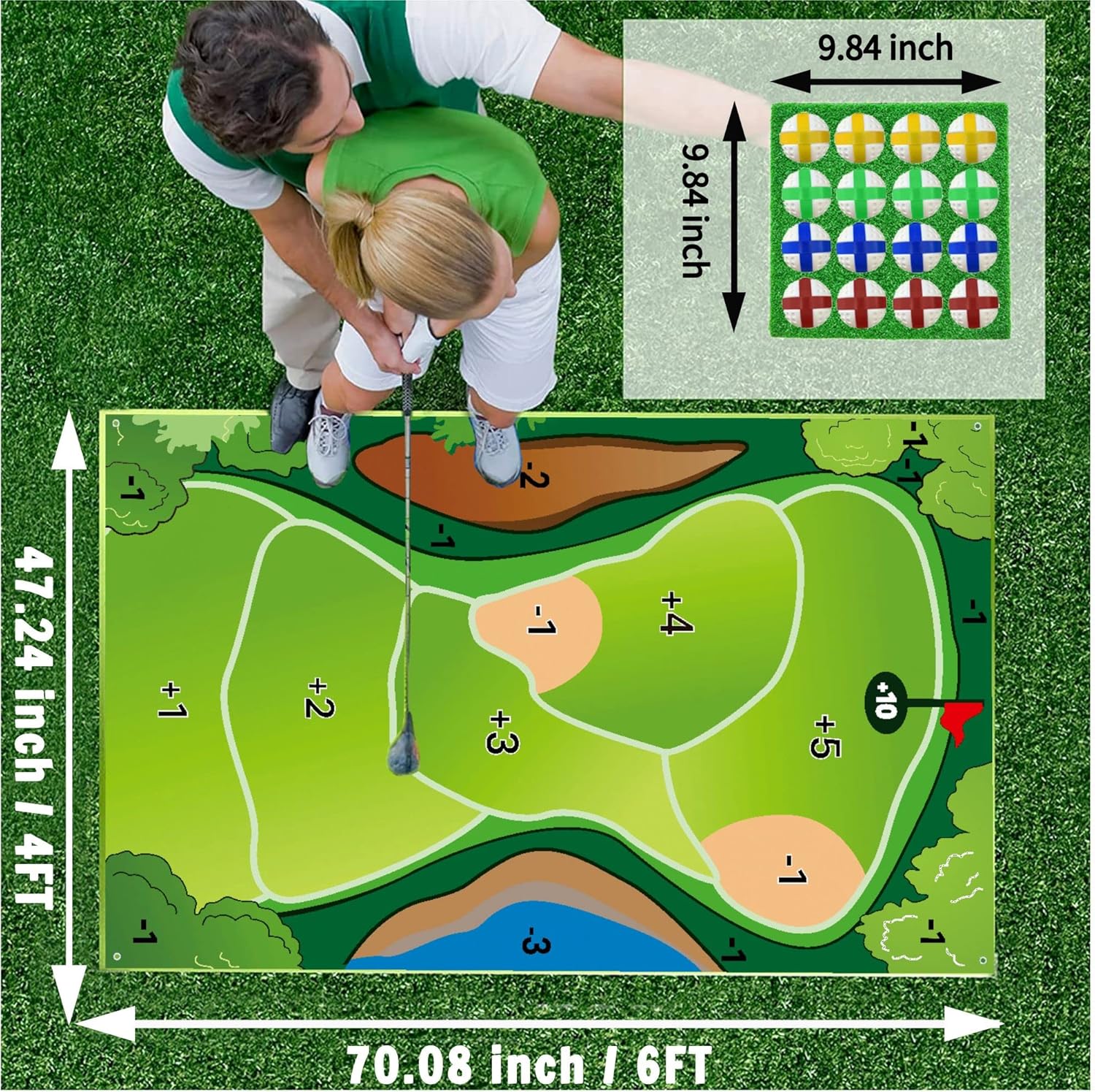Golf Chipping Game, 6×4 Ft Upgrade Felt Fabric Giant Size Target ...