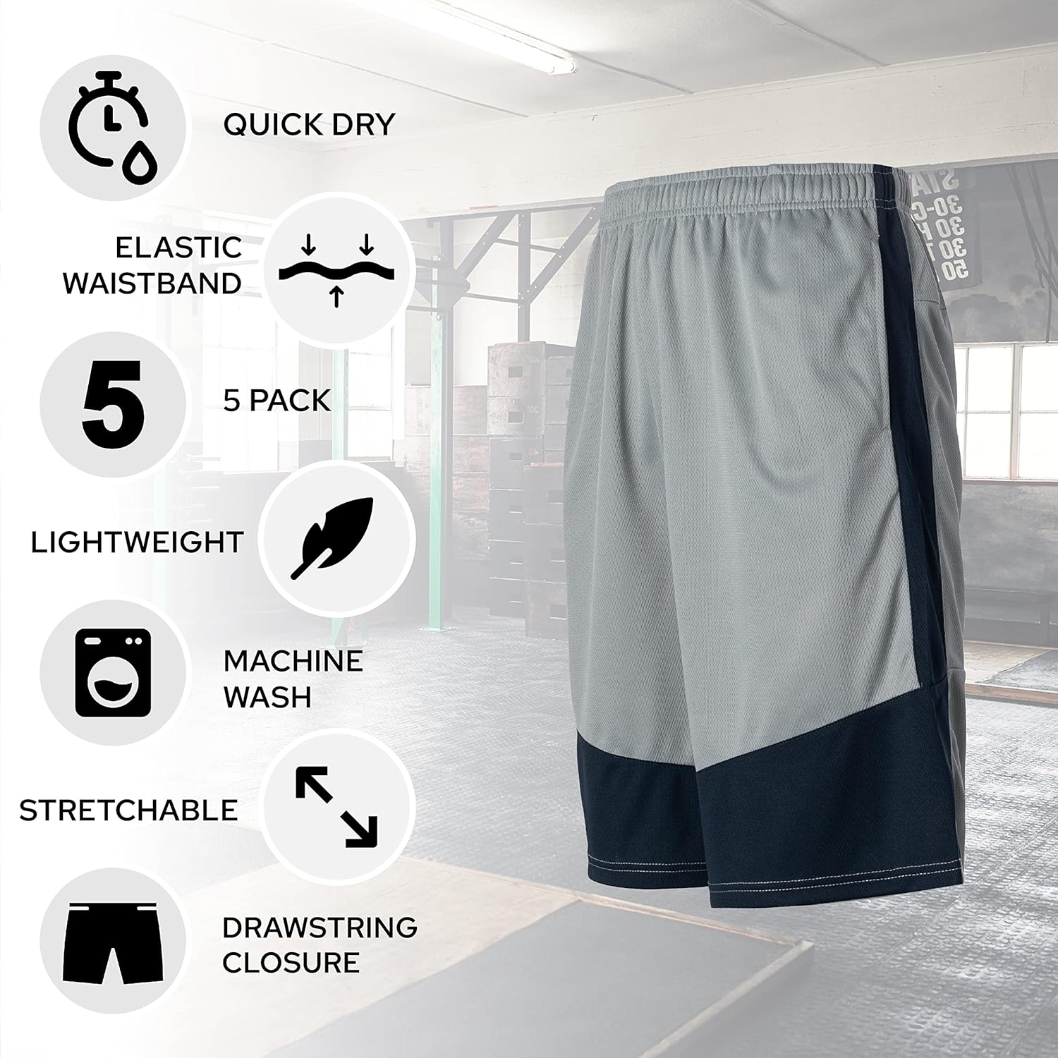 Athletic Shorts for Men - 5 Pack Pack Men's Activewear Quick Dry ...