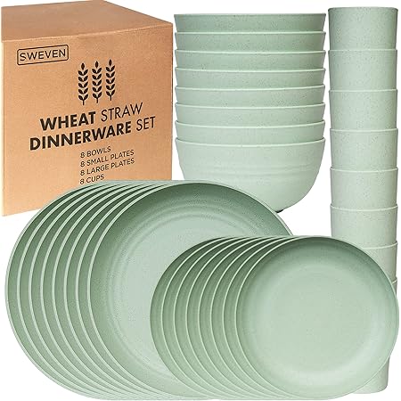 Amazon.com | Wheat Straw Dinnerware Sets | Unbreakable Dinnerware Sets ...