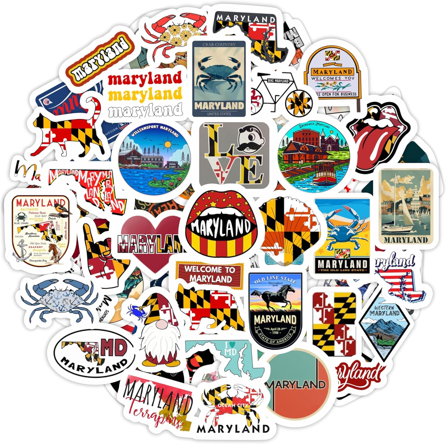Amazon.com: BulbaCraft 100Pcs Maryland Stickers for Water Bottle and ...
