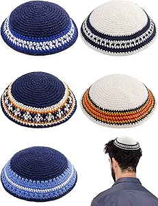 Amazon.com: HolYudaica Paquete de 5 unidades – Kipá de punto hecho a ...