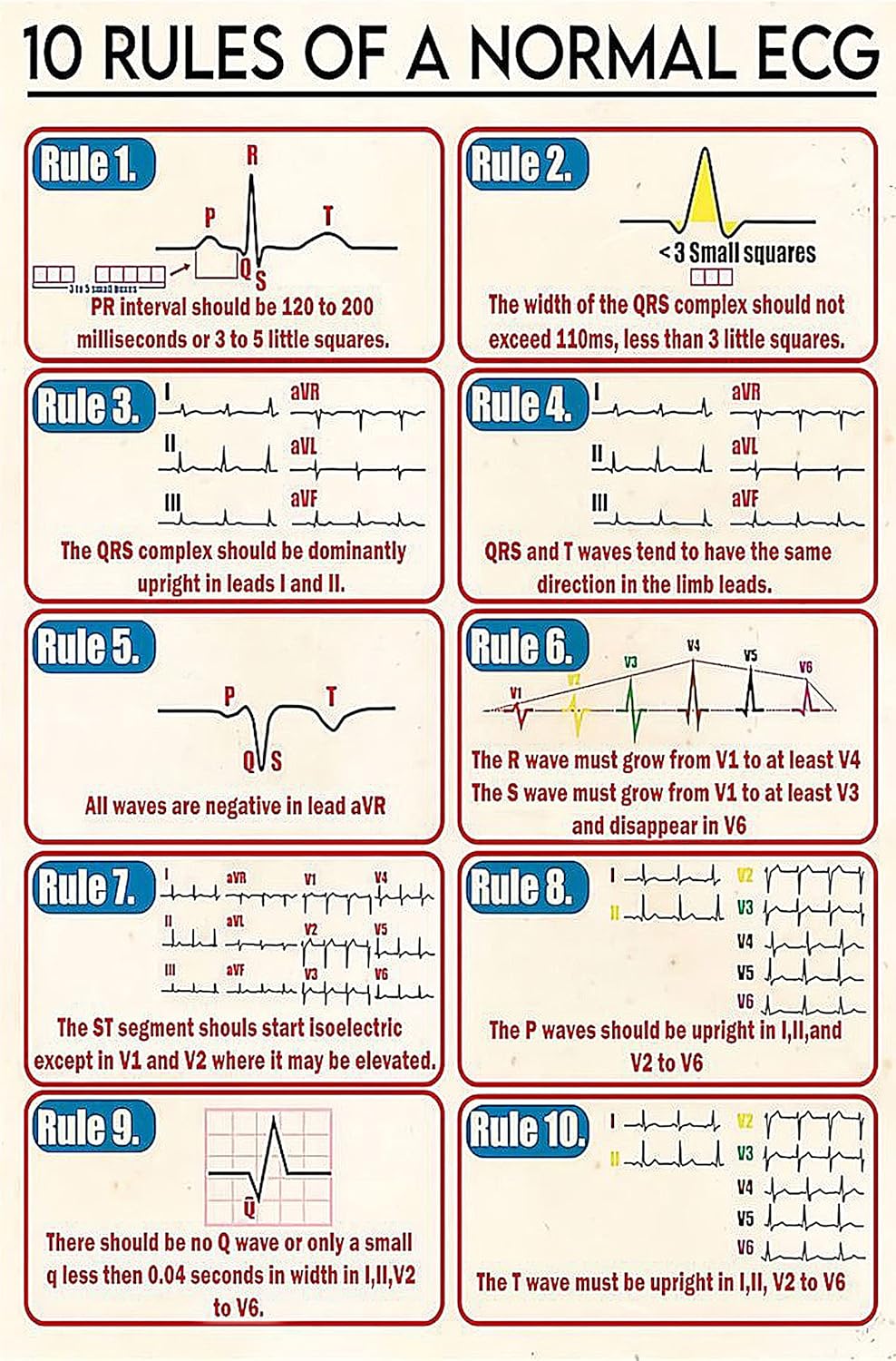 Amazon.com: posters 10 Rules Of A Normal Ecg: Posters & Prints